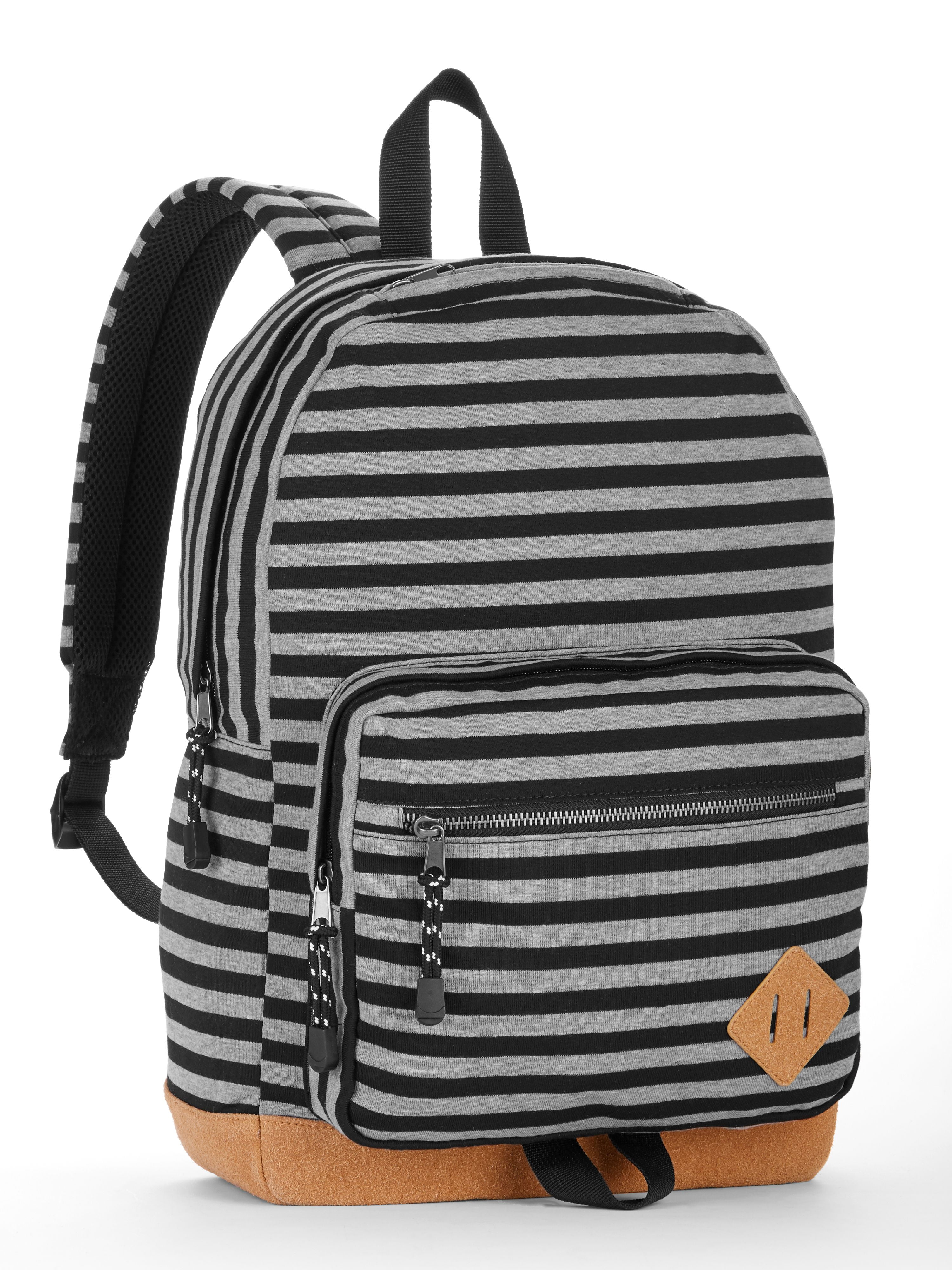 No Boundaries Grey Knit Stripe Suede Bottom Backpack - Walmart.com