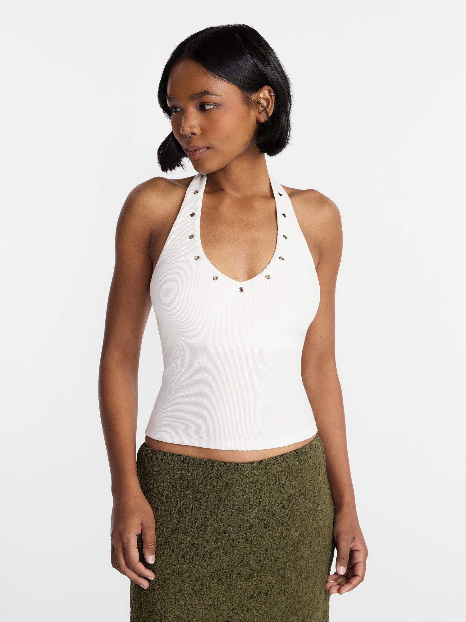 No Boundaries Grommet Halter Top, Women's XXS-XXL - Walmart.com