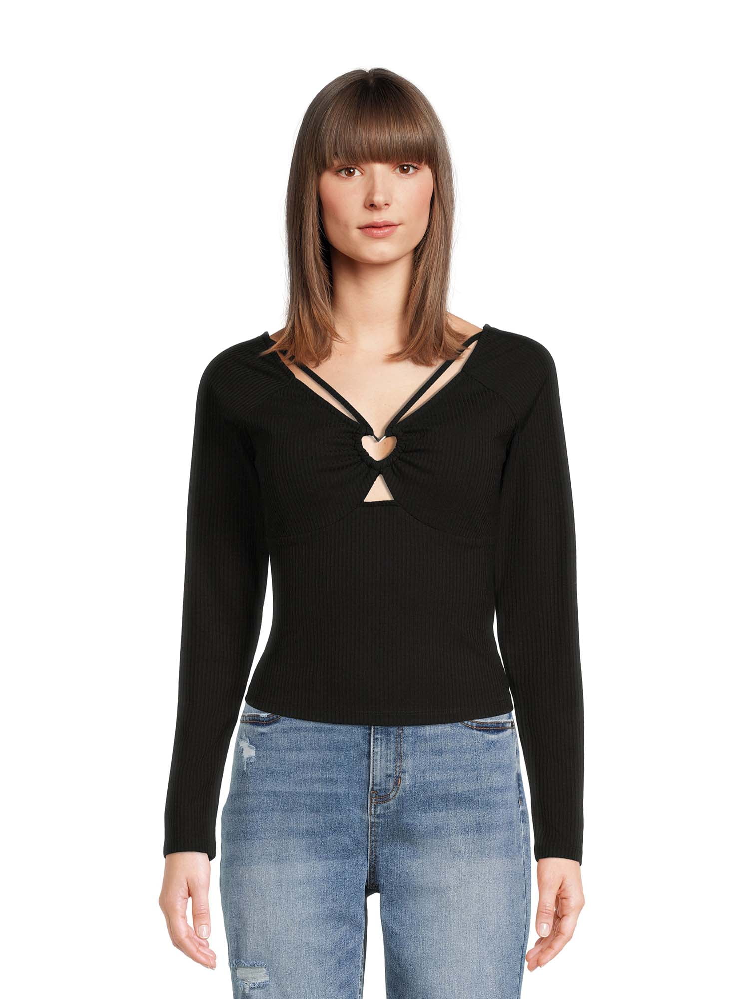 No Boundaries Heart Ring Cut Out Fitted, Top (Women's), Sizes M ...