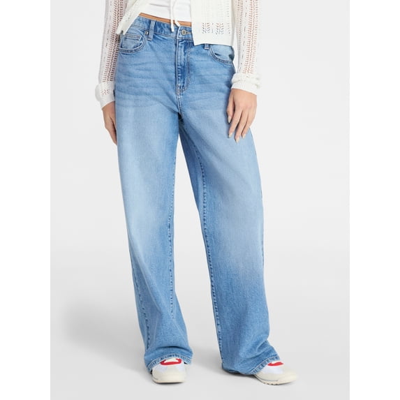 No Boundaries High Rise Baggy Wide Leg Jeans with Studded Star Pocket ...