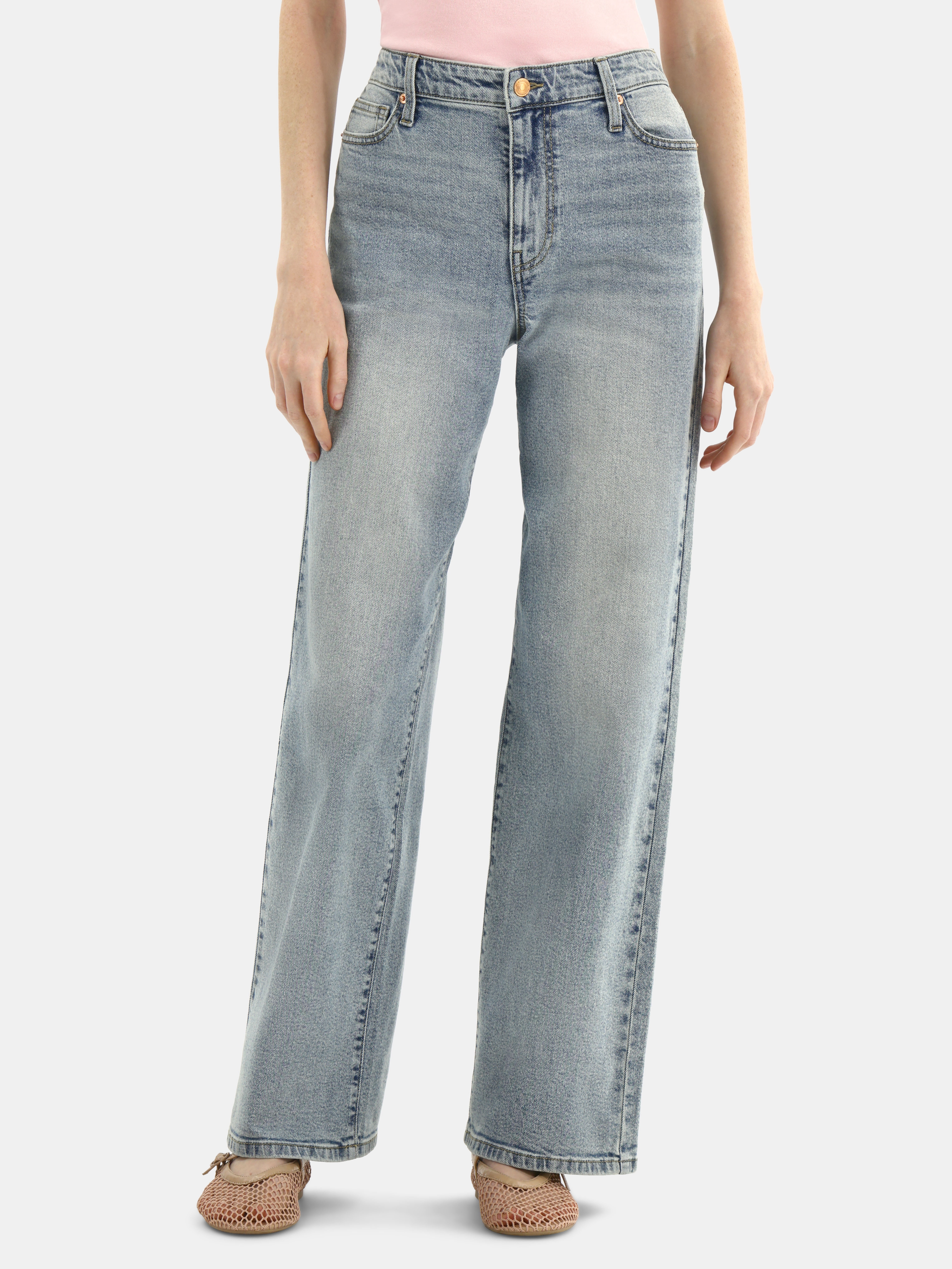 No Boundaries High Rise Baggy Wide Leg Jeans, 34" Inseam, Women’s and ...