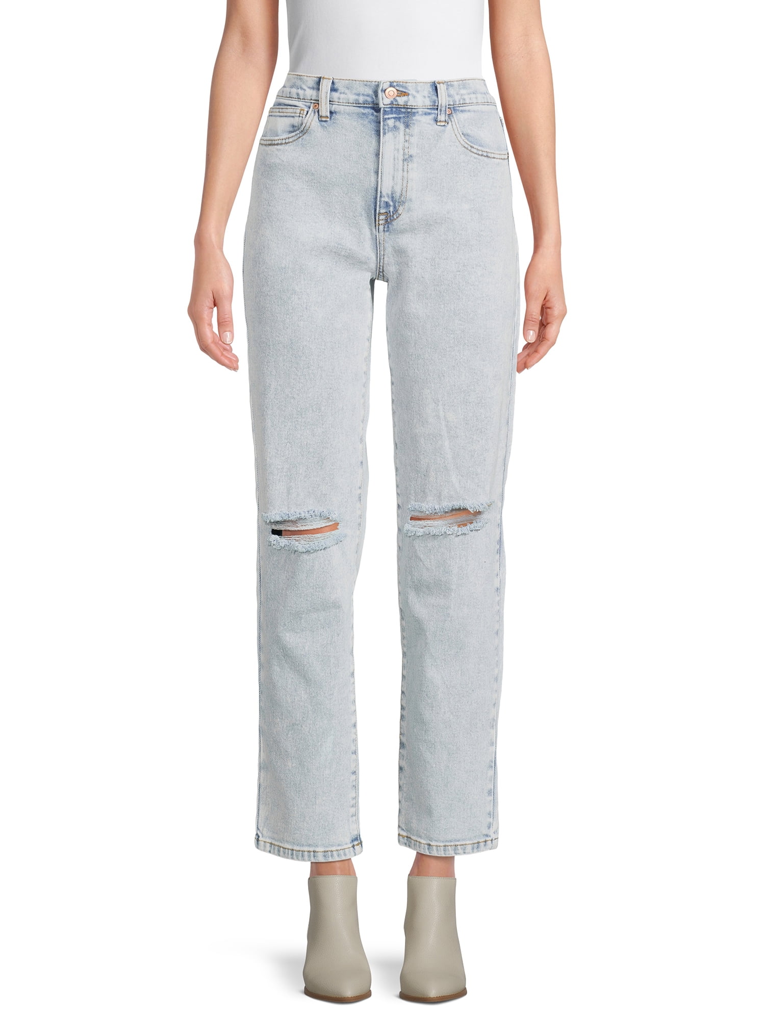 No Boundaries Junior Womens' High-Rise Relaxed Dad Jeans - Walmart.com