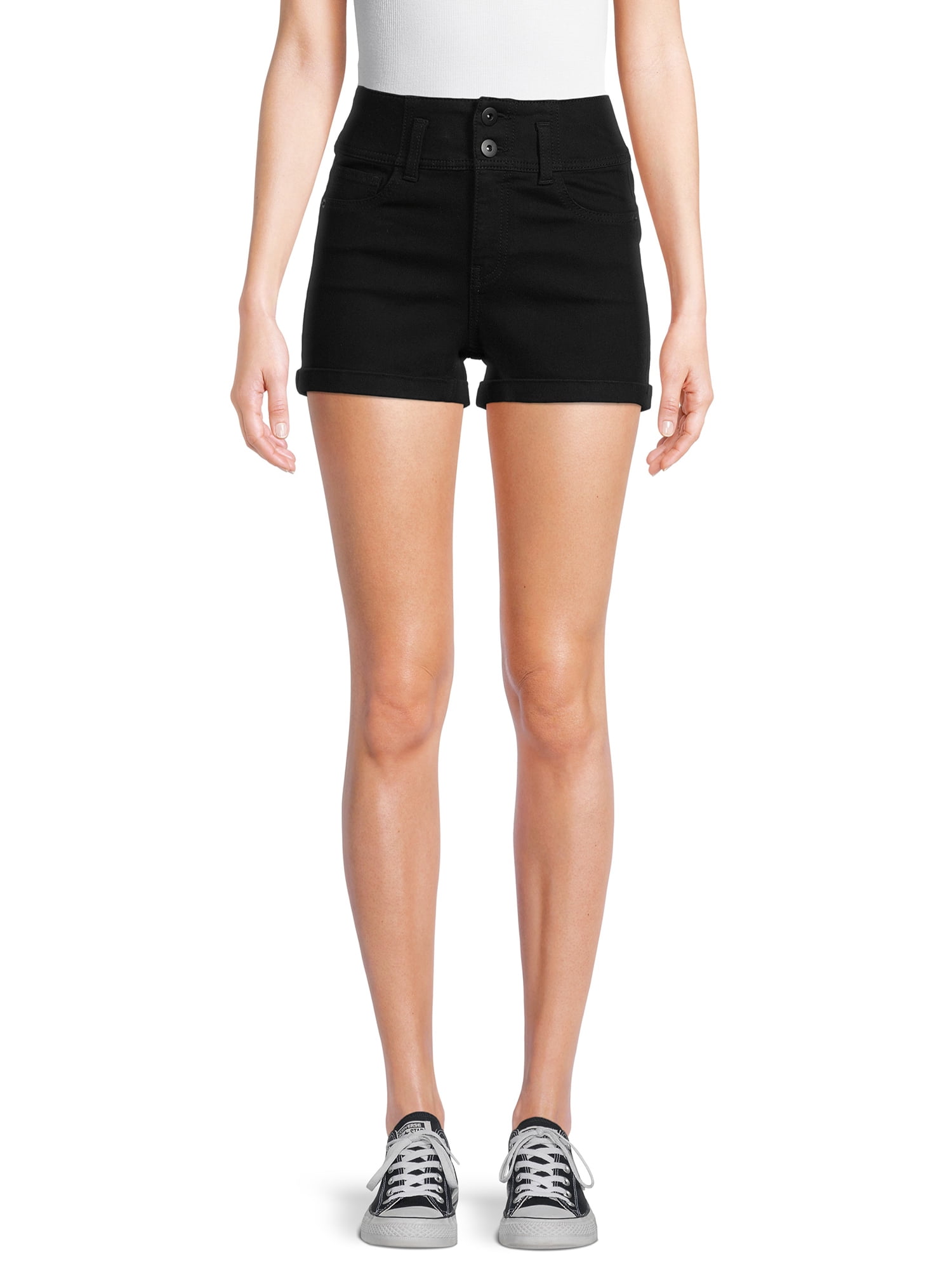 No Boundaries Junior's Double Button Roll Cuff Shorts - Walmart.com