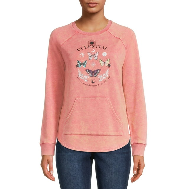 No Boundaries Junior's Graphic French Terry Cloth Top - Walmart.com