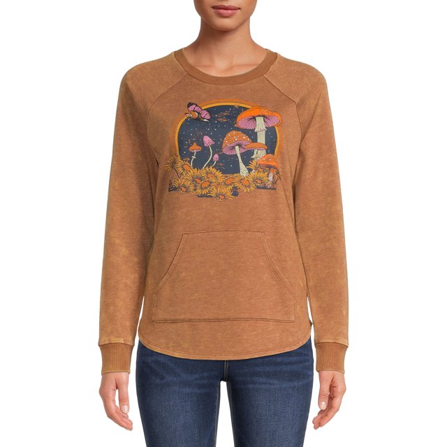 No Boundaries Junior's Graphic French Terry Cloth Top - Walmart.com