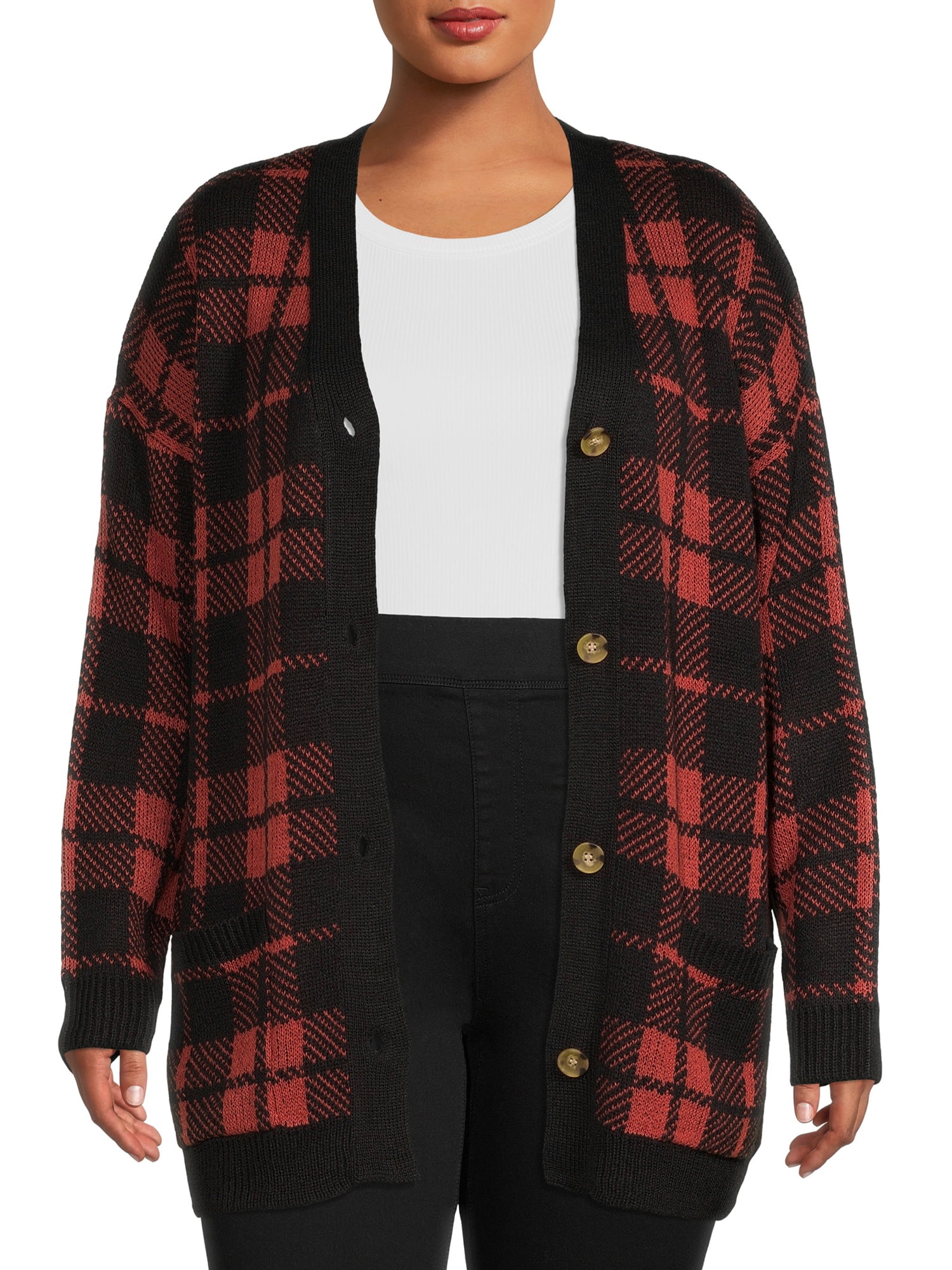 No Boundaries Junior's Plus Size Oversized Pattern Cardigan - Walmart.com
