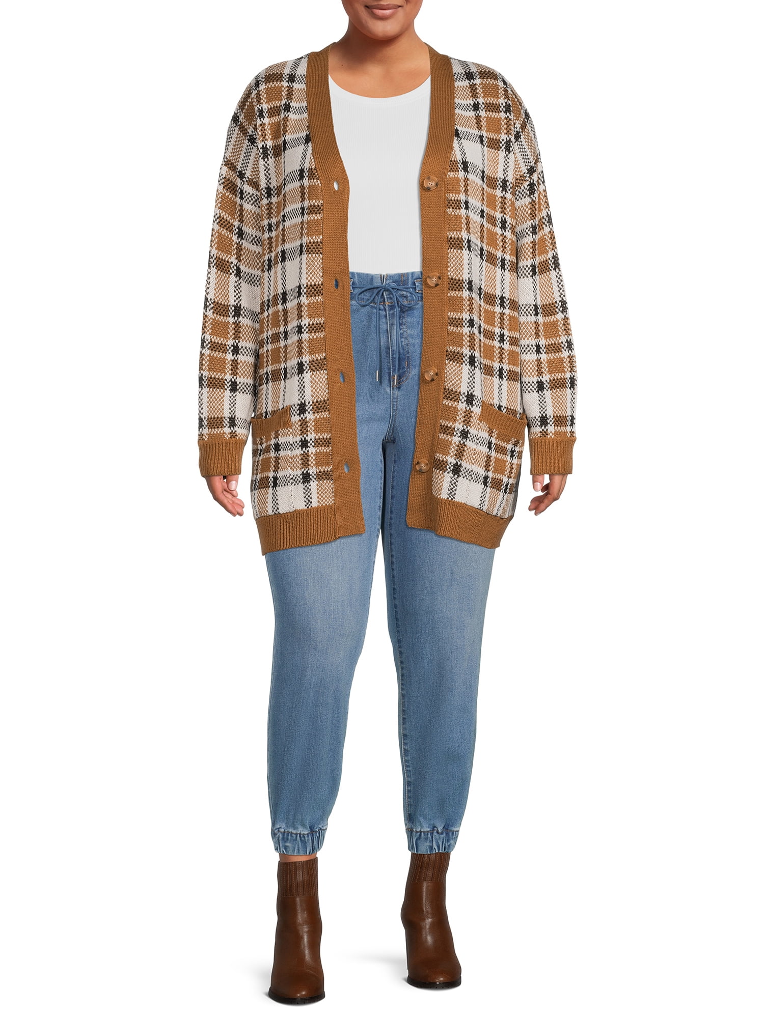 No Boundaries Junior's Plus Size Oversized Pattern Cardigan - Walmart.com