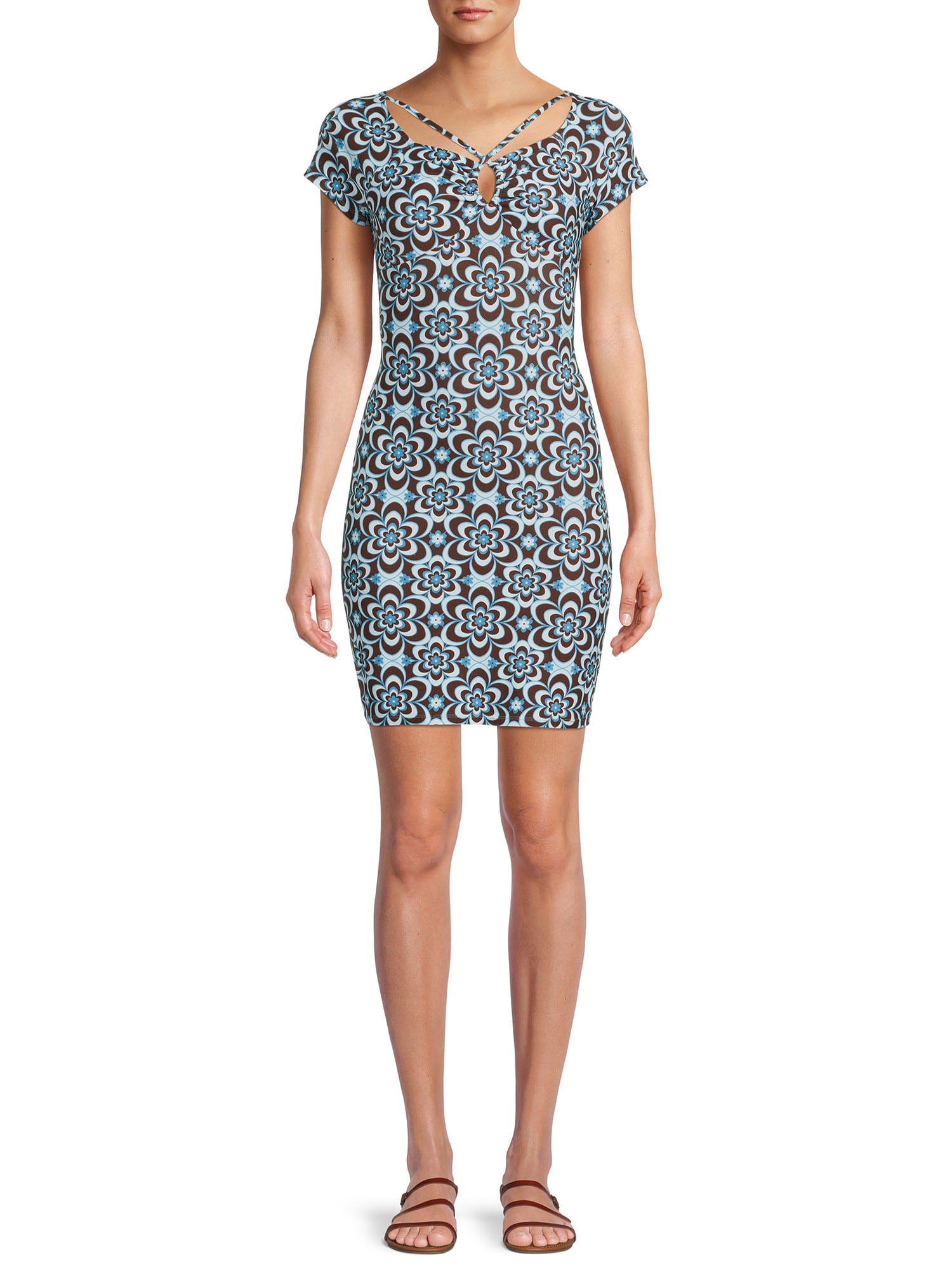 No Boundaries Juniors' Bodycon Dress with Front O-Ring - Walmart.com