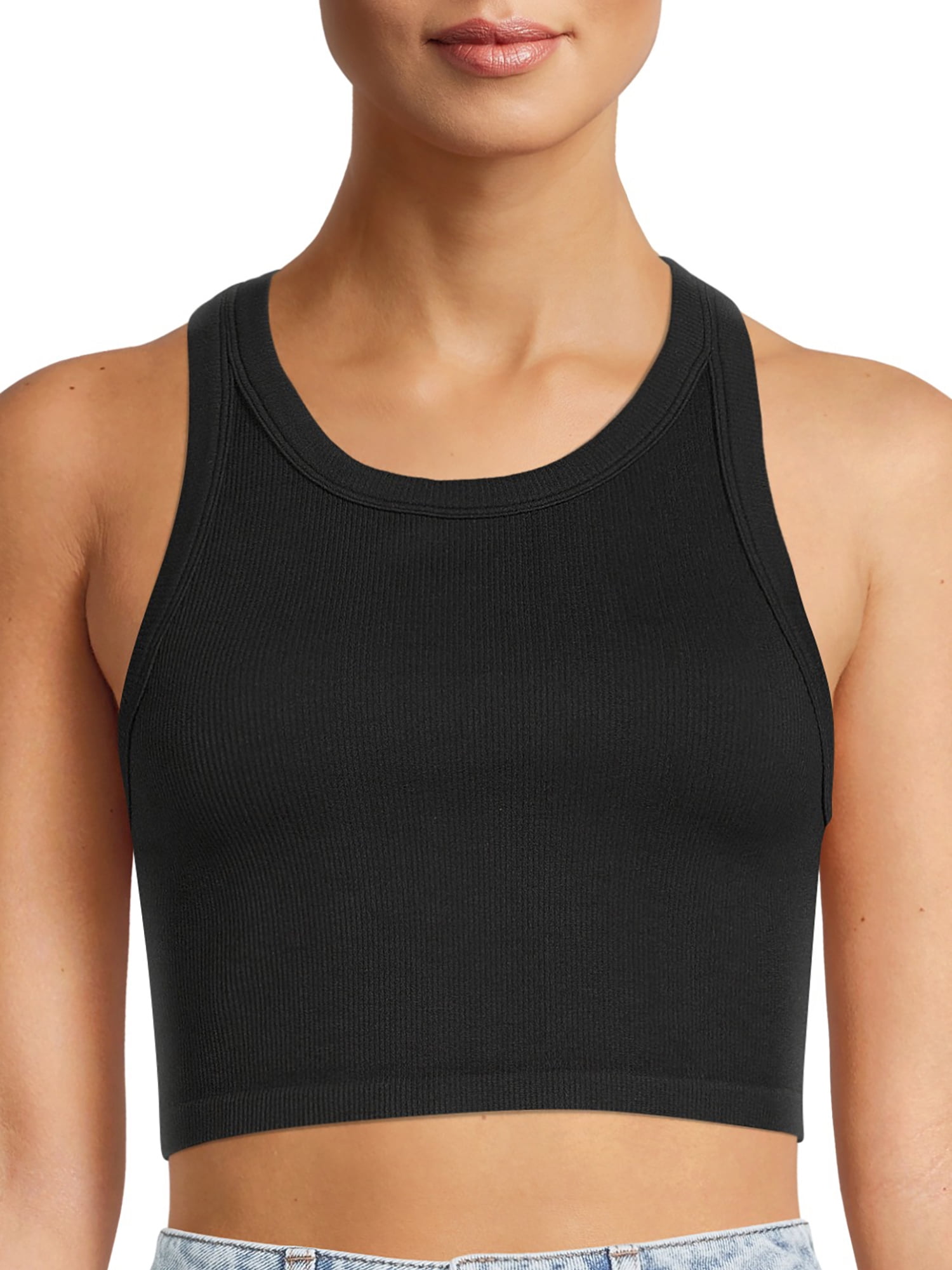 No Boundaries Women's Wireless Boyfriend Crop Bra - Comfortable ...