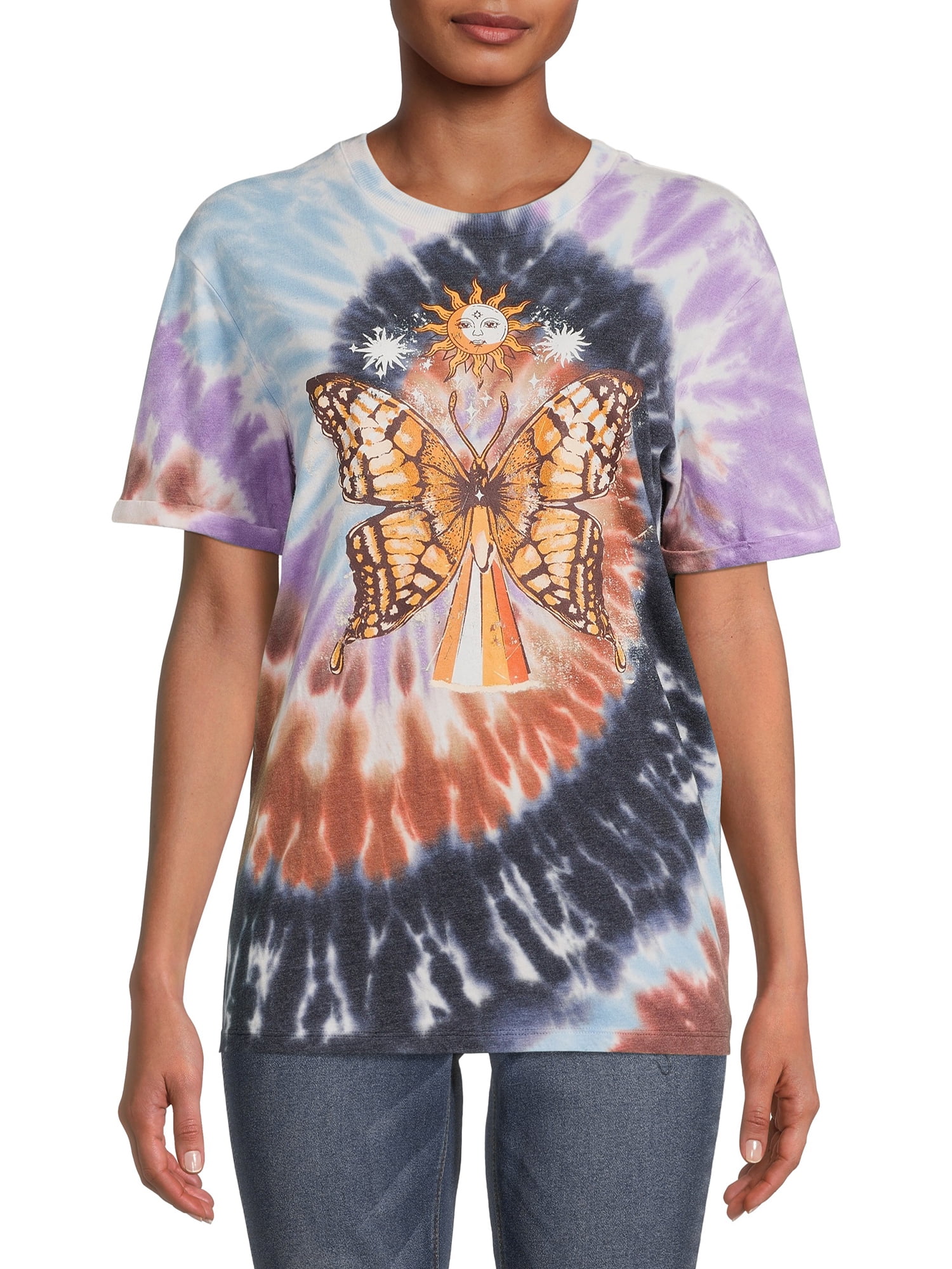 No Boundaries Juniors’ Boyfriend Graphic Tee with Short Sleeves ...