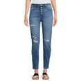 No Boundaries Juniors Button Fly Destructed Skinny Jeans - Walmart.com