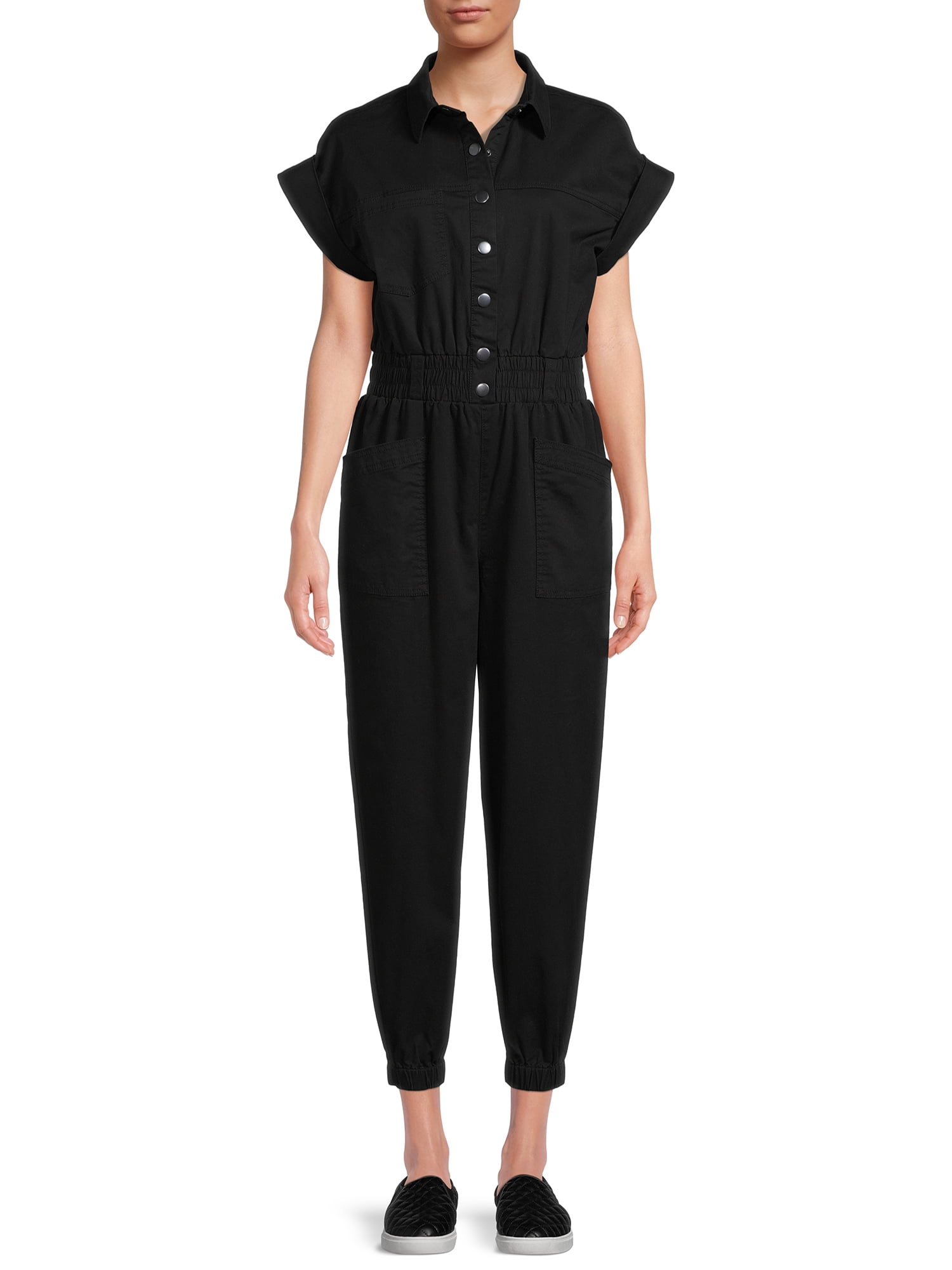 No Boundaries Juniors’ Button-Front Jumpsuit - Walmart.com