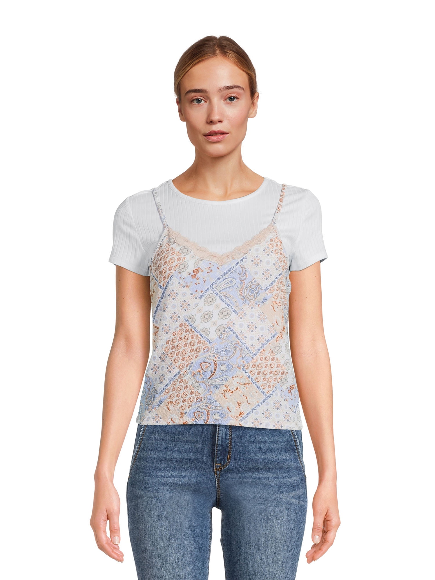 No Boundaries Juniors Cami Twofer Top - Walmart.com