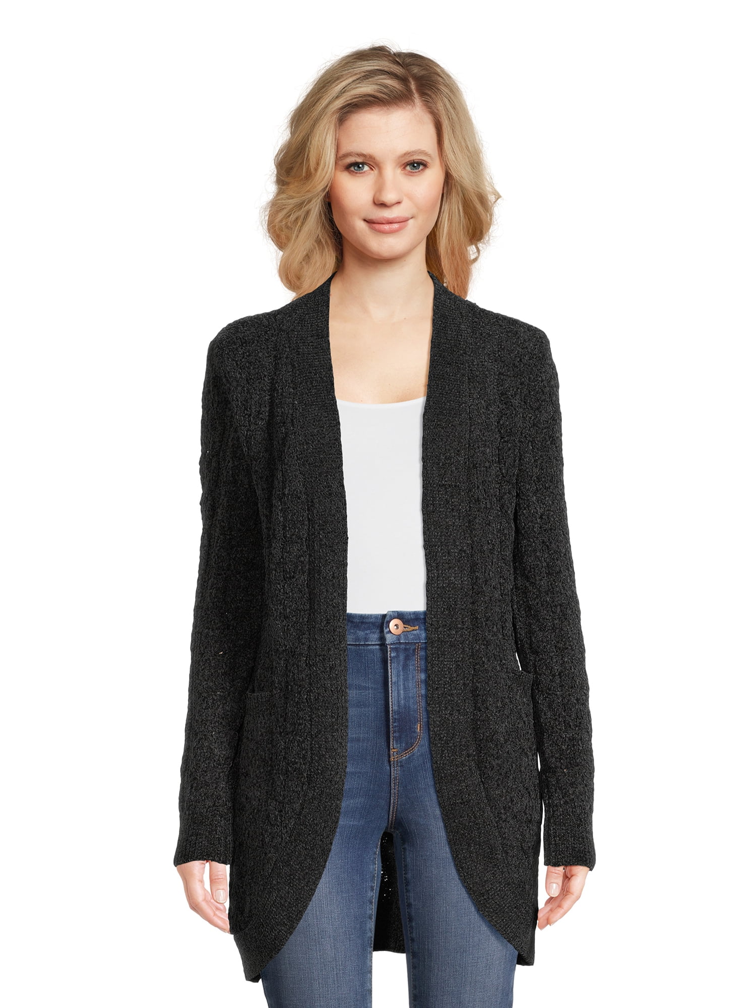 No Boundaries Juniors Chenille Cocoon Cardigan Sweater, Midweight ...