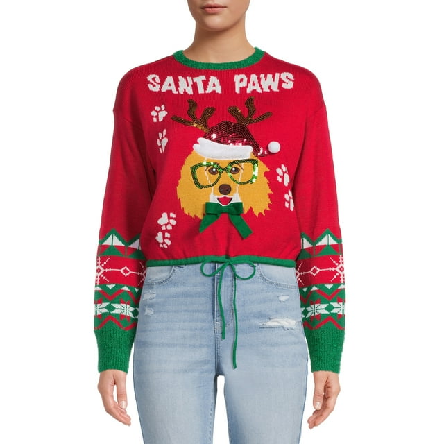 No Boundaries Juniors Christmas Sweater - Walmart.com
