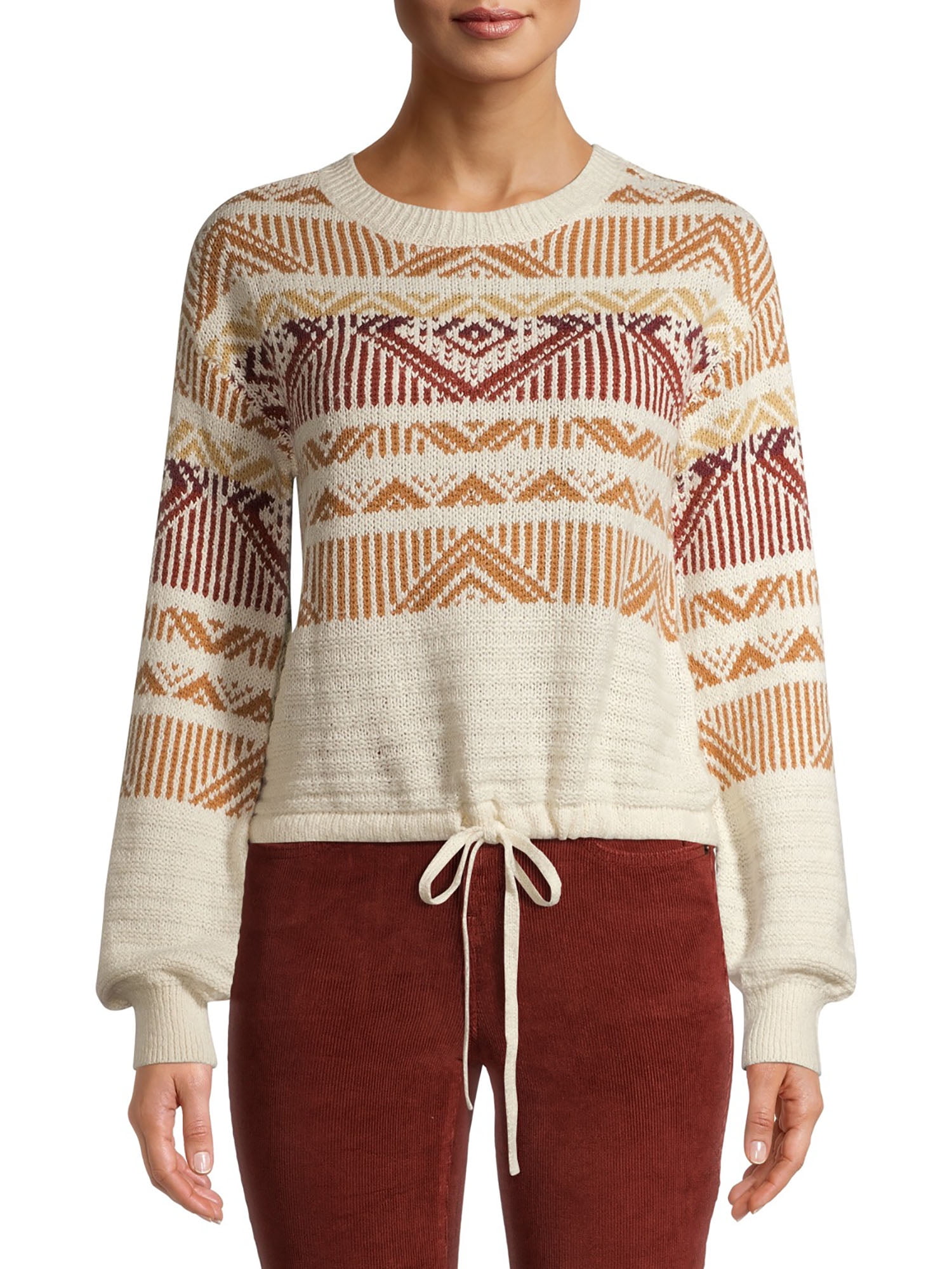 No Boundaries Juniors' Cinched Waist Sweater - Walmart.com