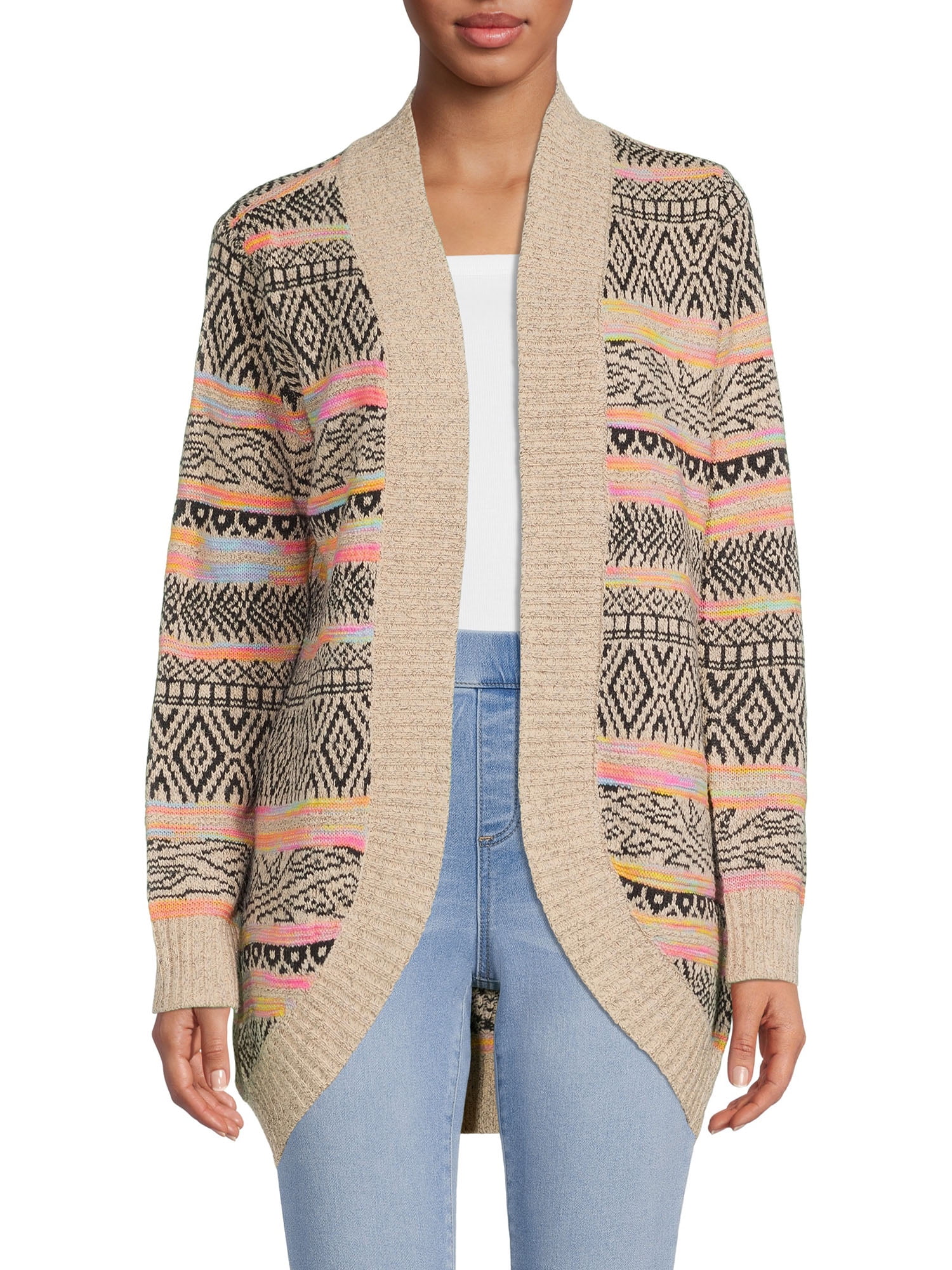 No Boundaries Juniors Cocoon Pattern Duster Cardigan Sweater Cozy ...