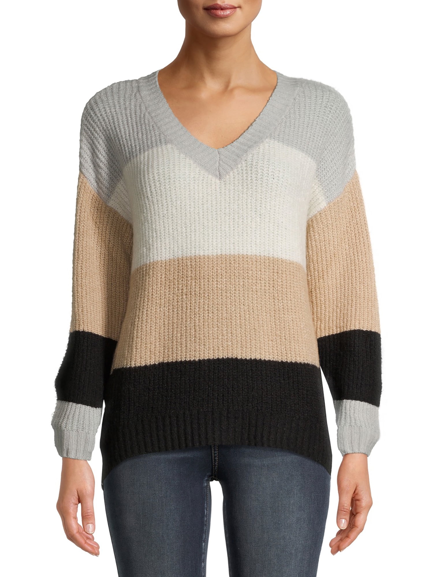 No Boundaries Juniors Colorblocked Sweater - Walmart.com