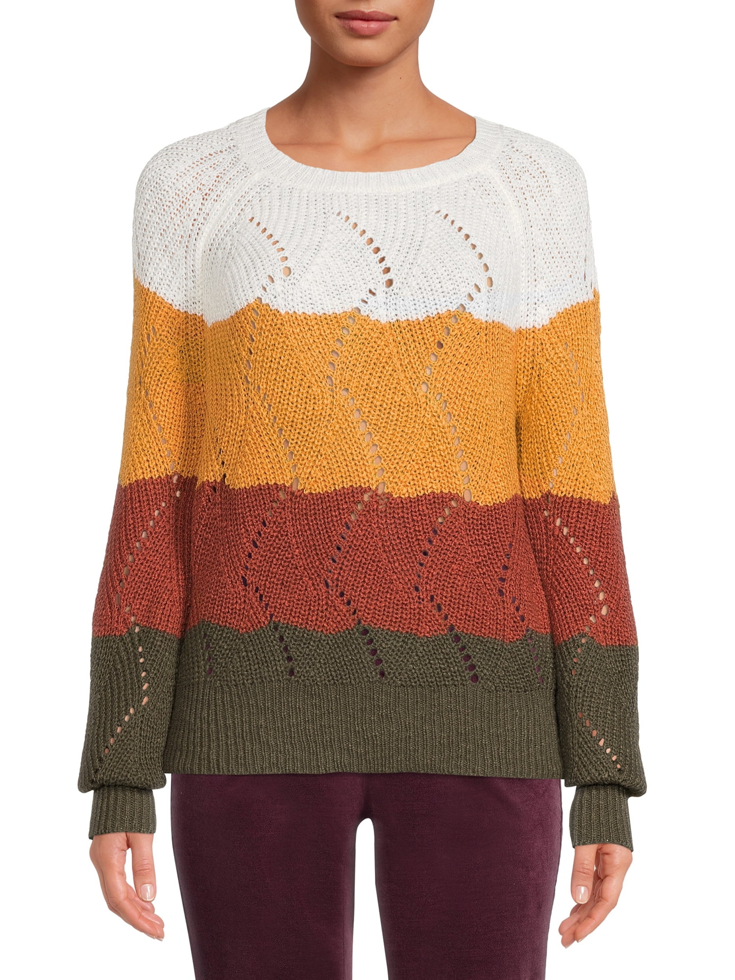 No Boundaries Juniors’ Colorblocked Sweater - Walmart.com