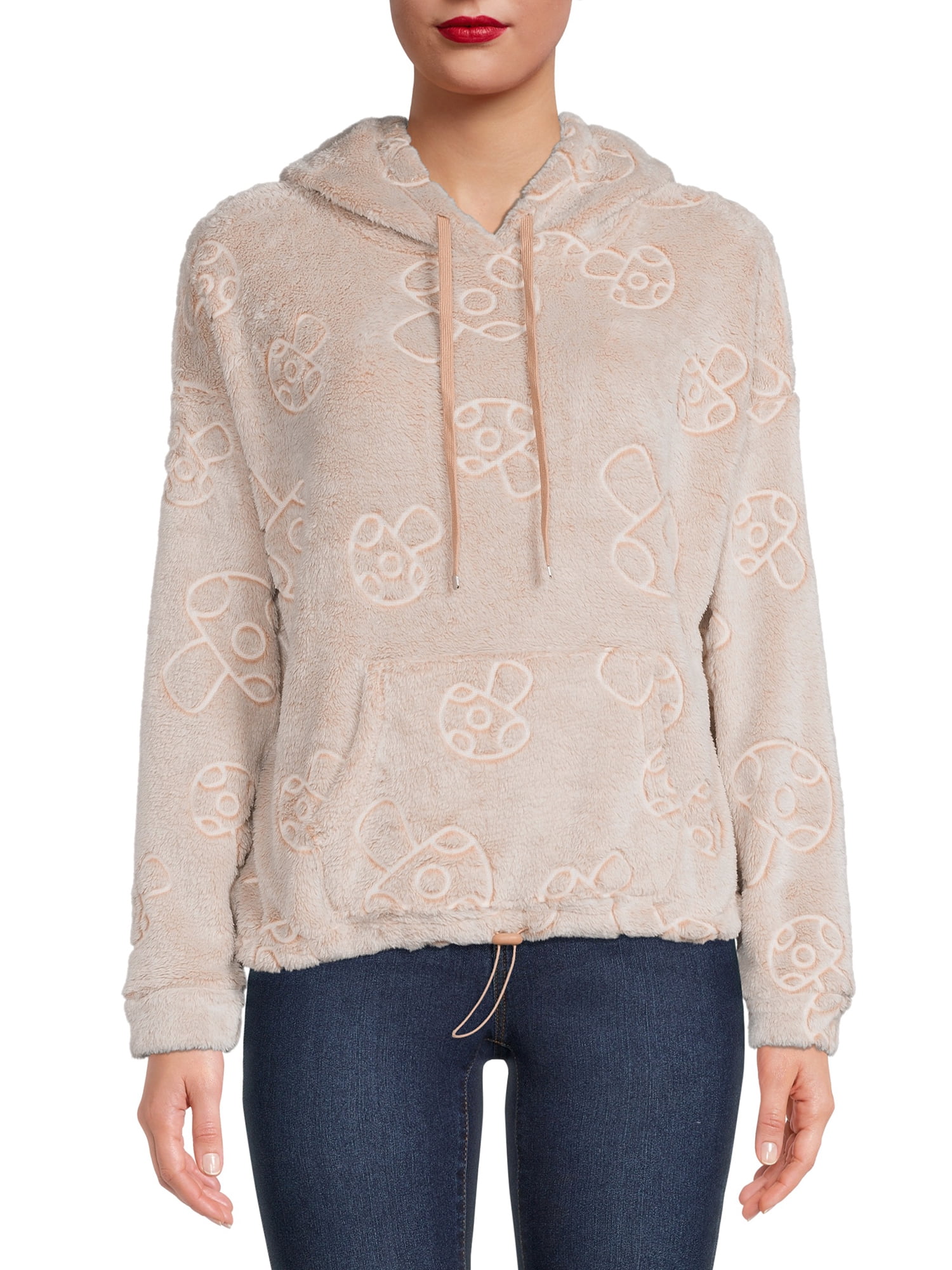 No Boundaries Juniors Conversational Plush Pullover Hoodie - Walmart.com