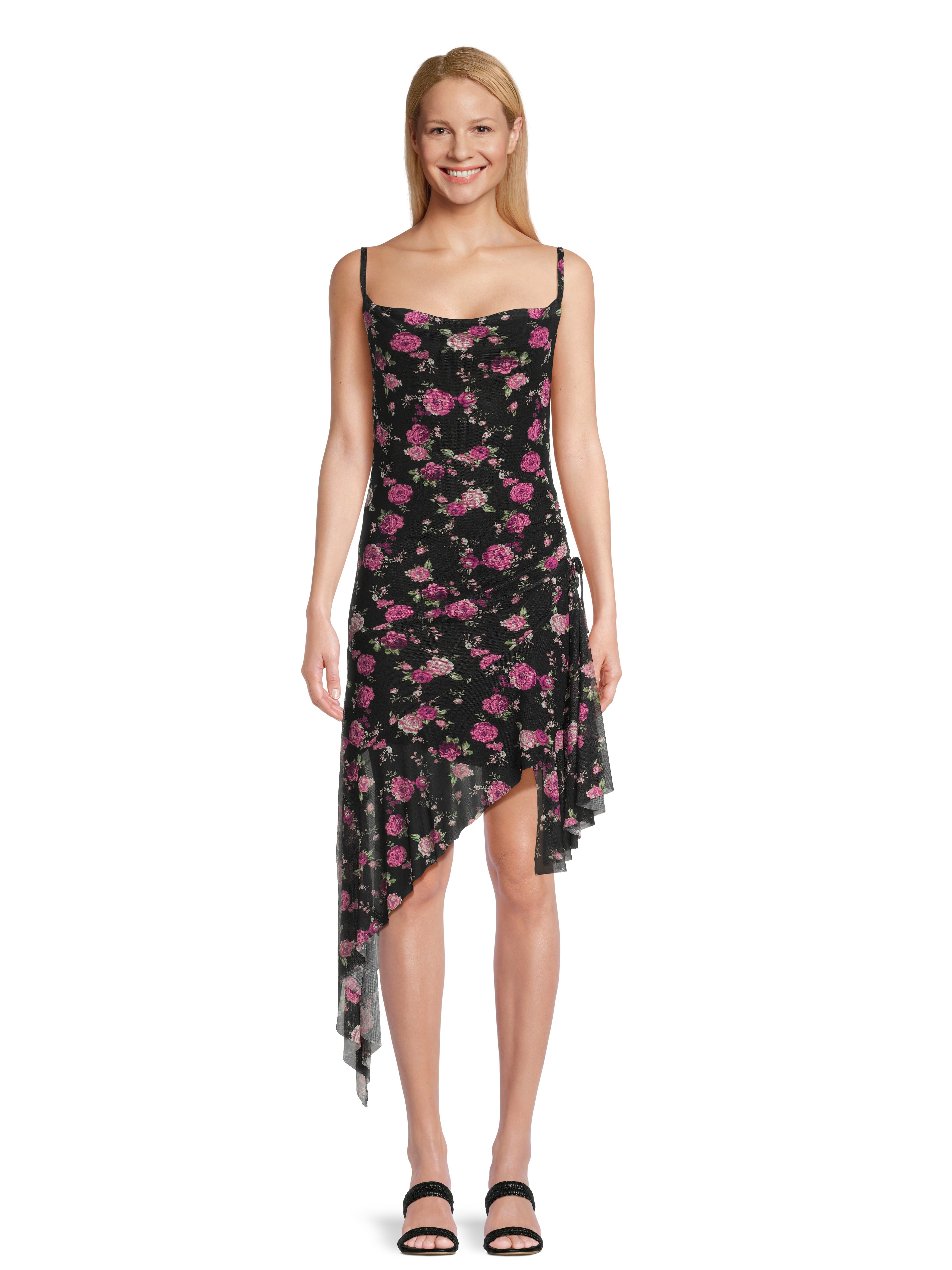 No Boundaries Juniors Cowl Neck Asymmetrical Dress, Sizes XS-XXXL ...