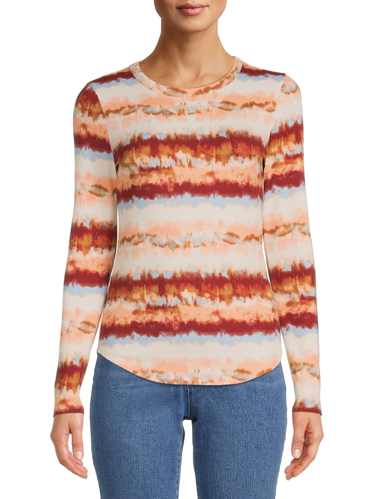 No Boundaries Juniors Crew Ribbed Long Sleeve T-Shirt - Walmart.com