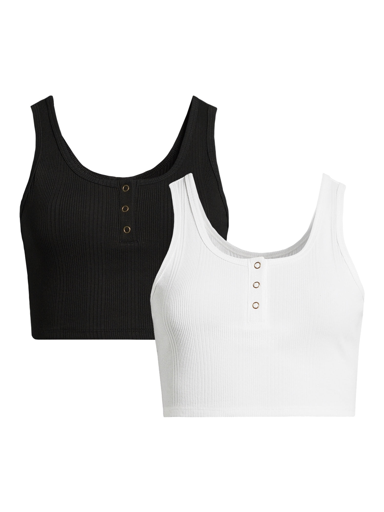 No Boundaries Cropped Henley Tank Top women's & Plus Size - Walmart.com