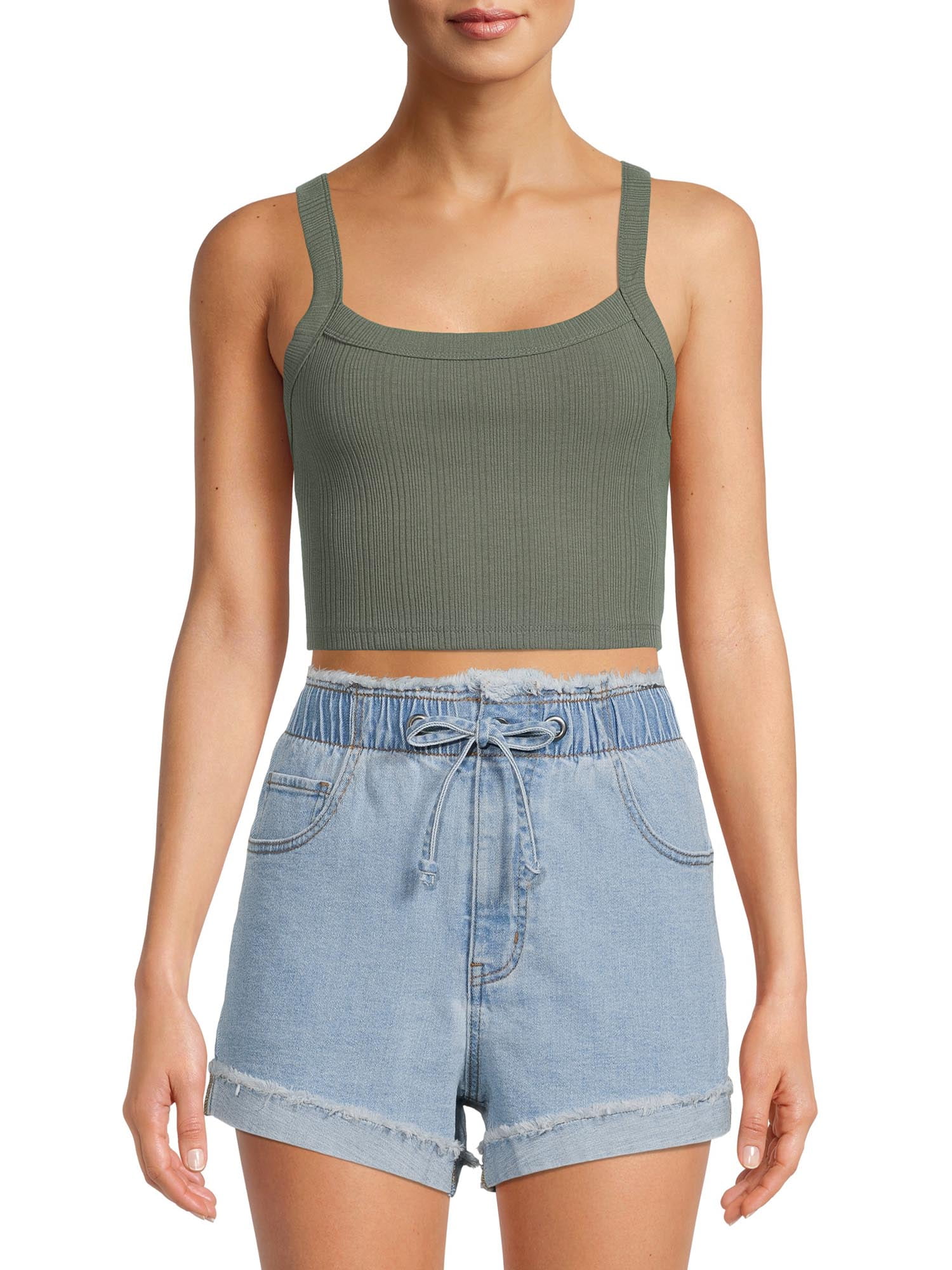No Boundaries Juniors' Crop Rib Tank Top - Walmart.com