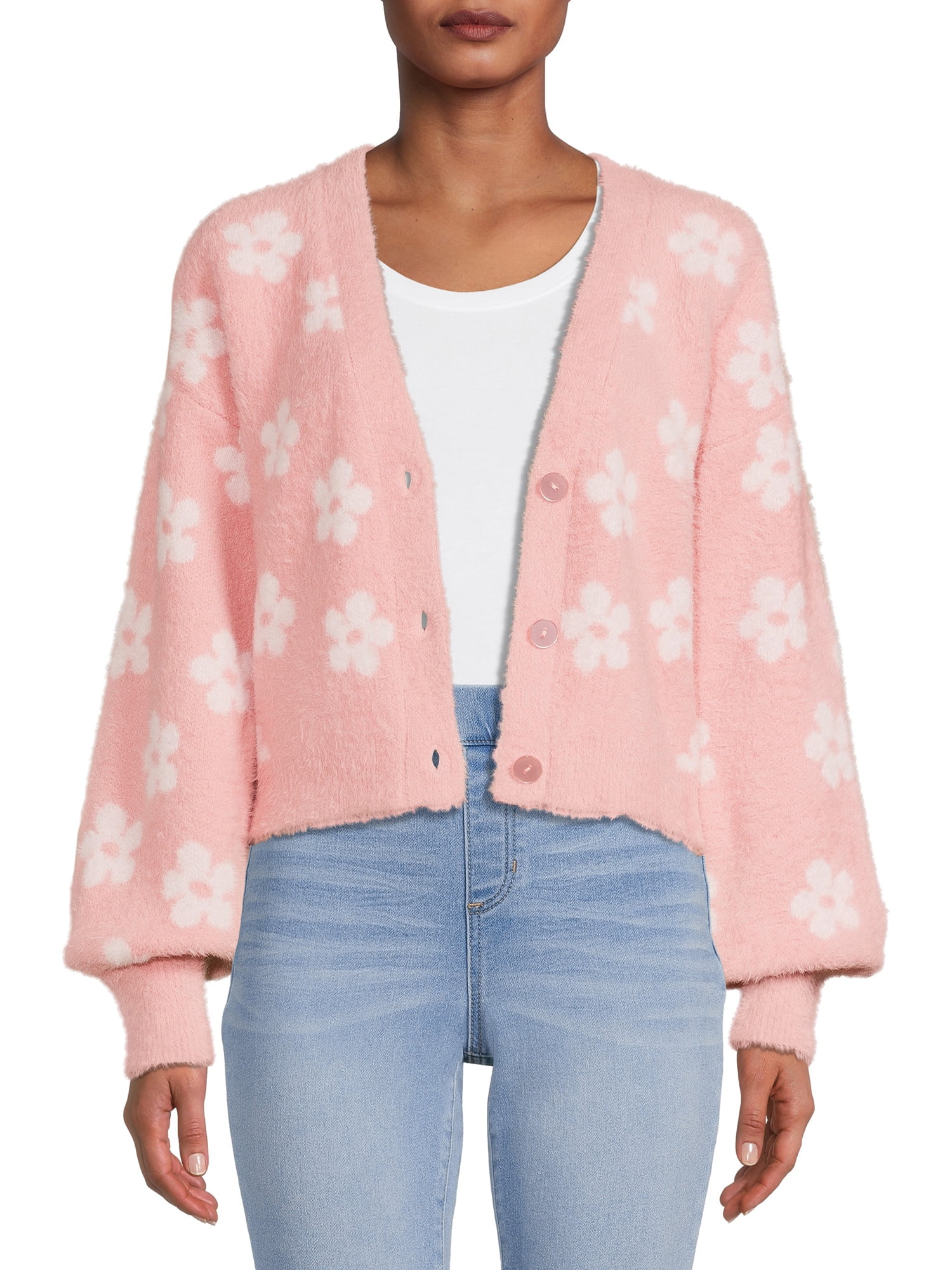 No Boundaries Juniors' Cropped Open Front Cardigan - Walmart.com