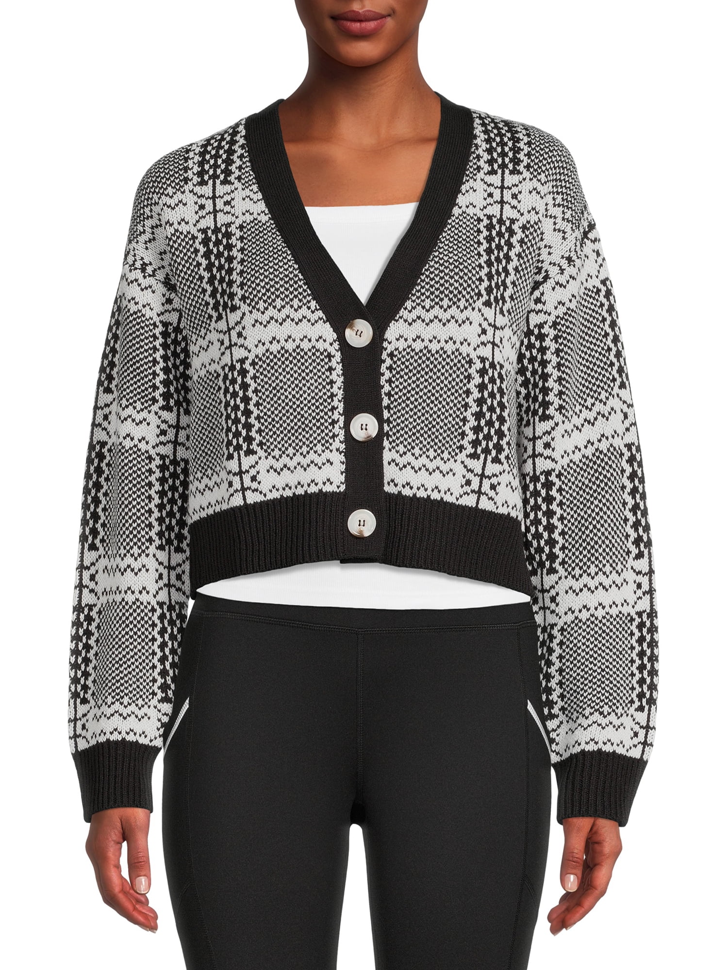 No Boundaries Juniors Cropped Plaid Cardigan Sweater - Walmart.com
