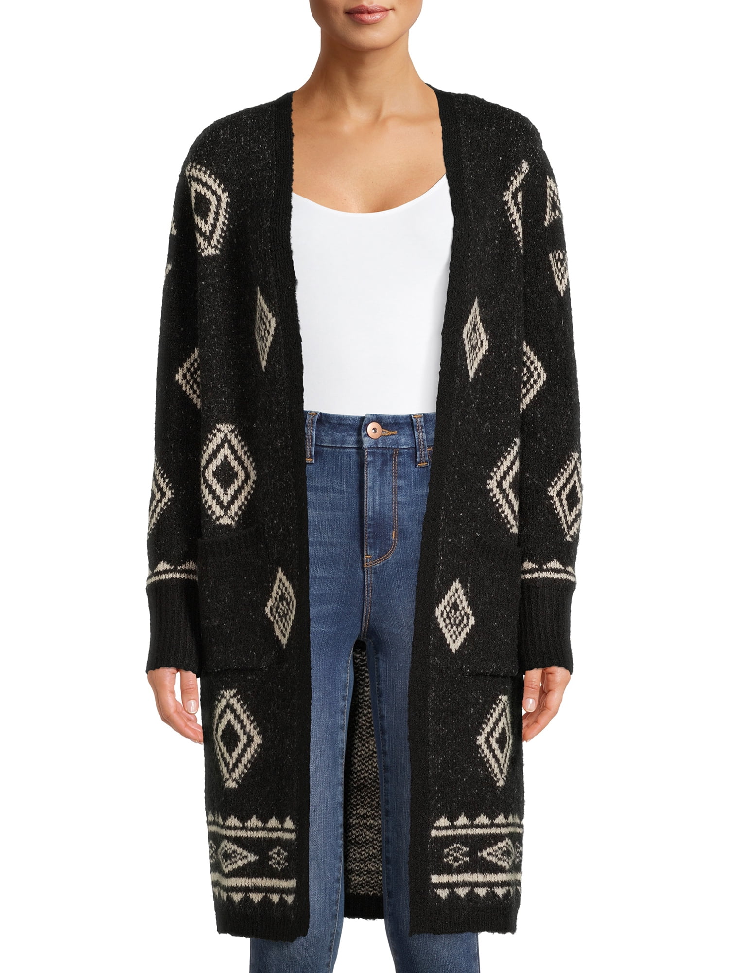No Boundaries Juniors Diamond Pattern Cardigan - Walmart.com