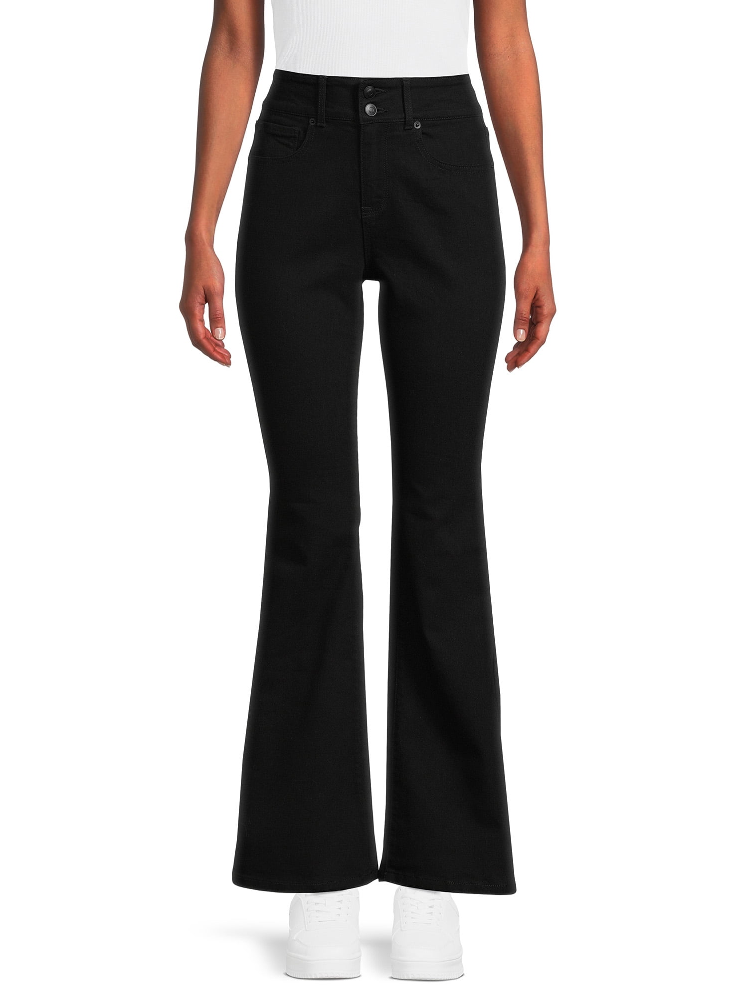 No Boundaries Juniors Double Button Flare Jean, Sizes 1-21 - Walmart.com