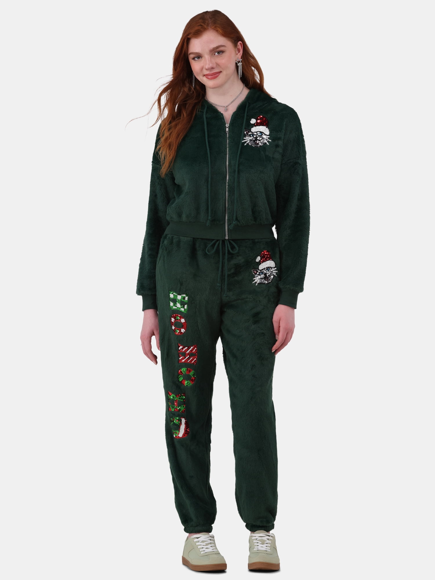 No Boundaries Faux-Fur Christmas Track Suit, 2-Piece, Women's and Women ...
