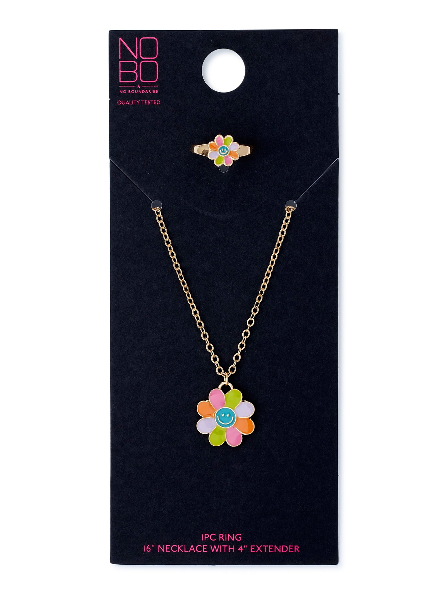 No Boundaries Juniors' Flower Necklace and Ring, 2-Piece Set - Walmart.com