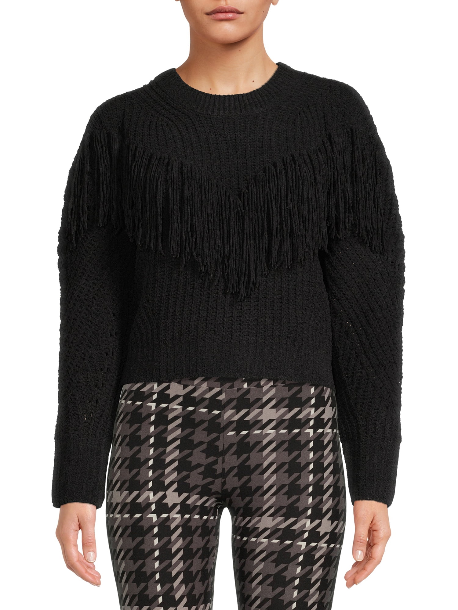 No Boundaries Juniors Fringe Sweater - Walmart.com