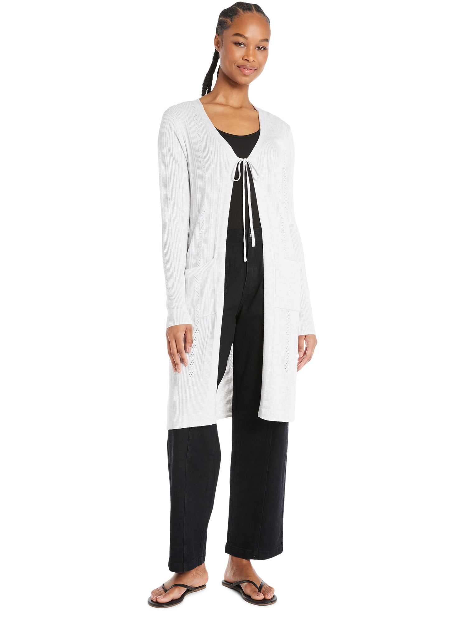 No Boundaries Juniors' Front Tie Rayon/Polyester Ribbed Duster, Sizes ...