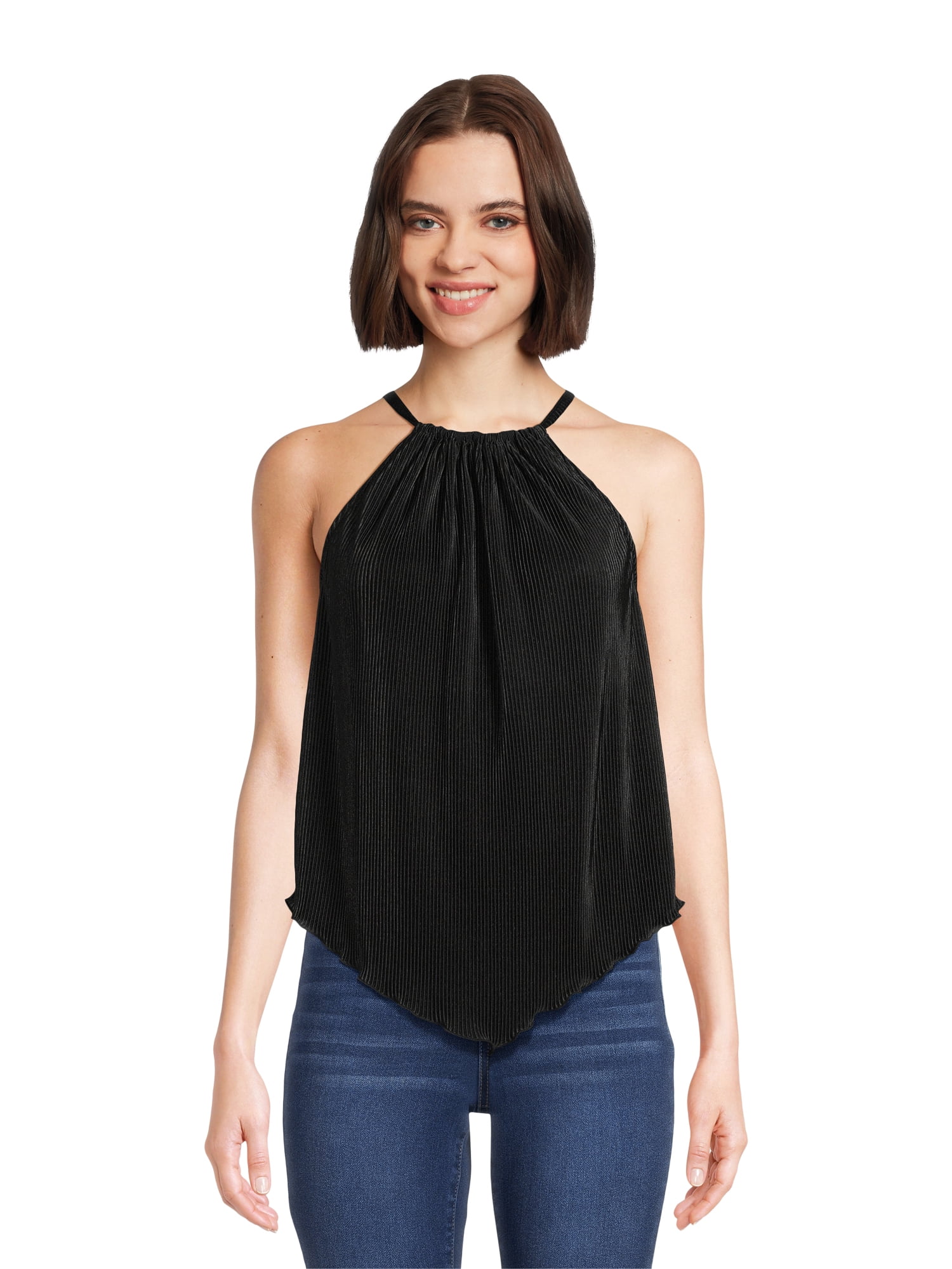 No Boundaries Adjustable Halter Black Soot Tops, S (Women's) - Walmart.com