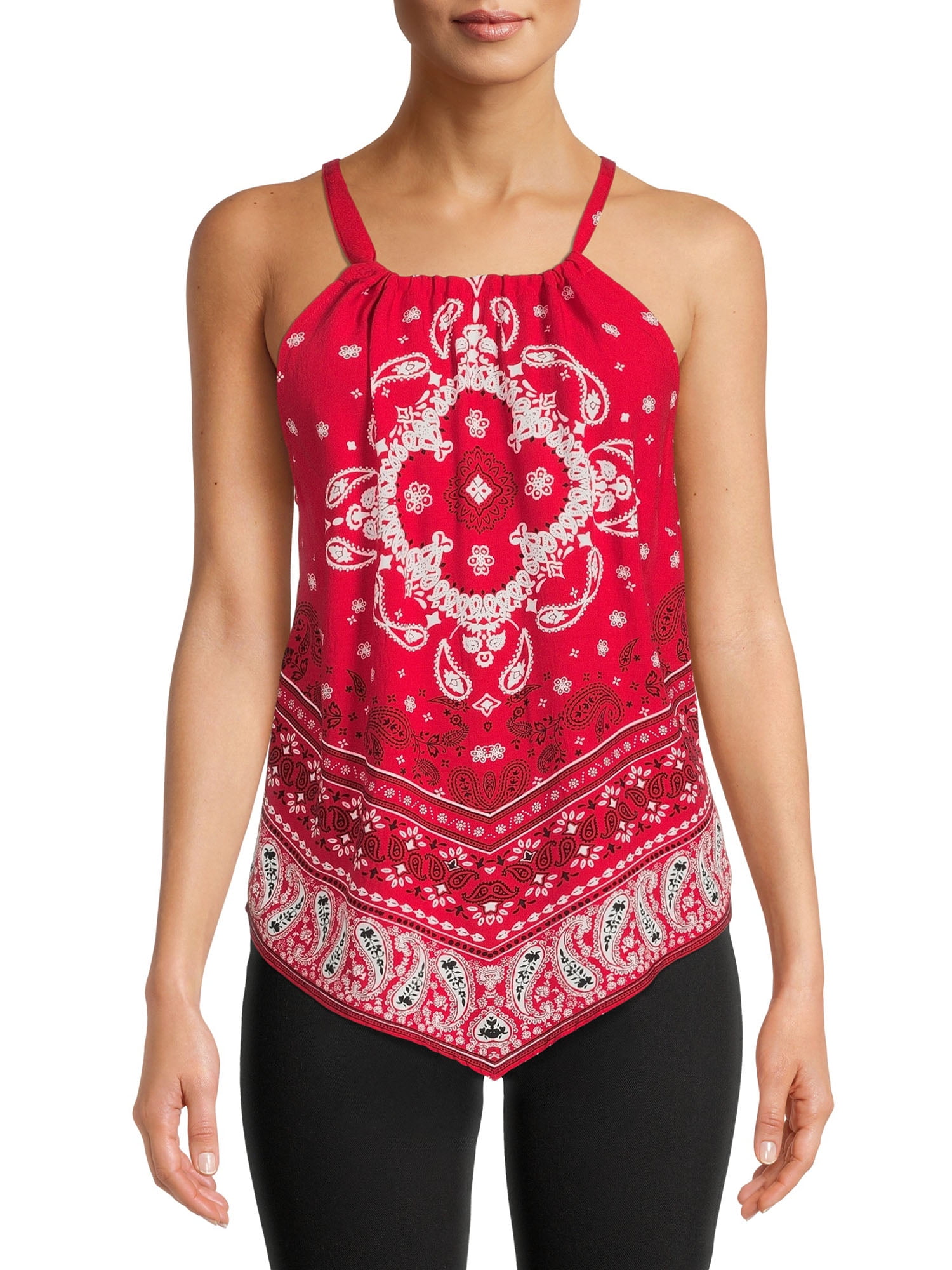 No Boundaries Handkerchief Top - Boho Print - Walmart.com