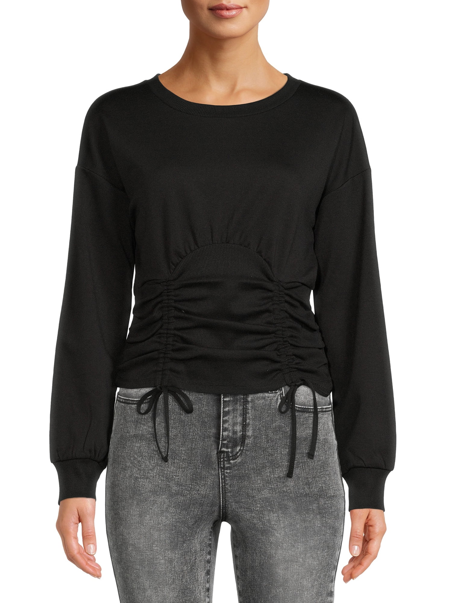 No Boundaries Juniors’ High Rib Sweatshirt - Walmart.com