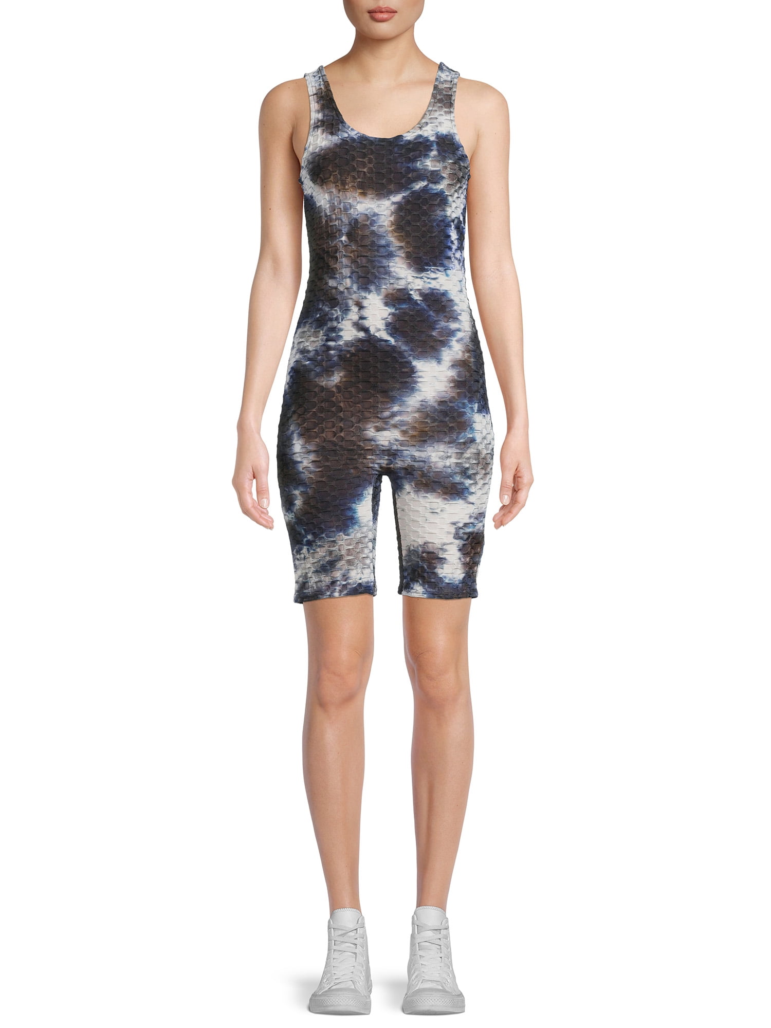 No Boundaries Juniors’ Honeycomb Bike Short Romper - Walmart.com