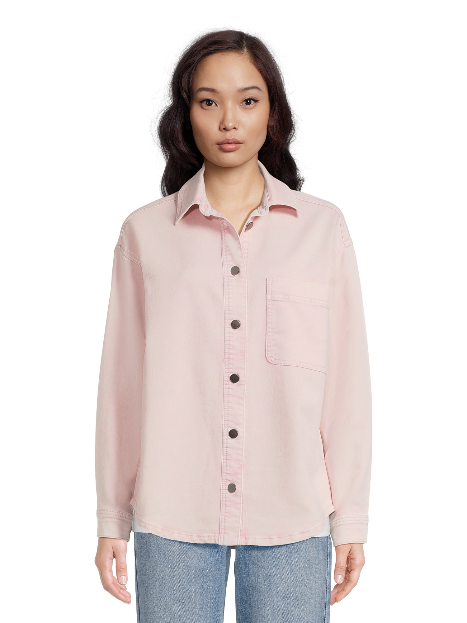 No Boundaries Juniors' Knit Shacket with Long Sleeves, Sizes XS-XXXL ...