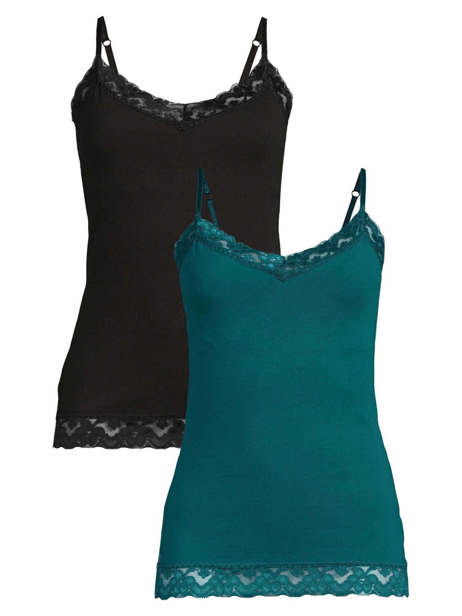 No Boundaries Juniors' Lace Trim Cami Top, 2-Pack - Walmart.com