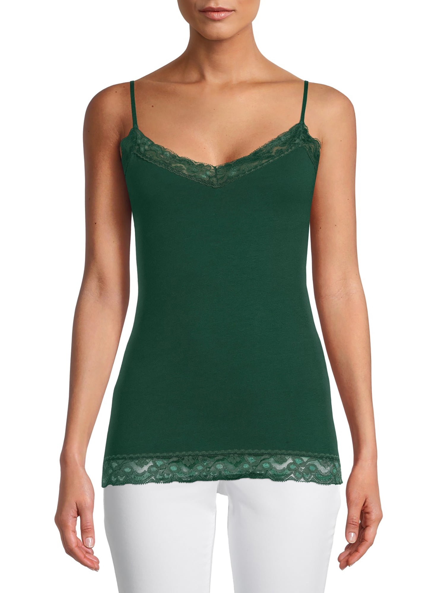 No Boundaries Lace Trim Cami - Shelf Bra Camisole - Walmart.com