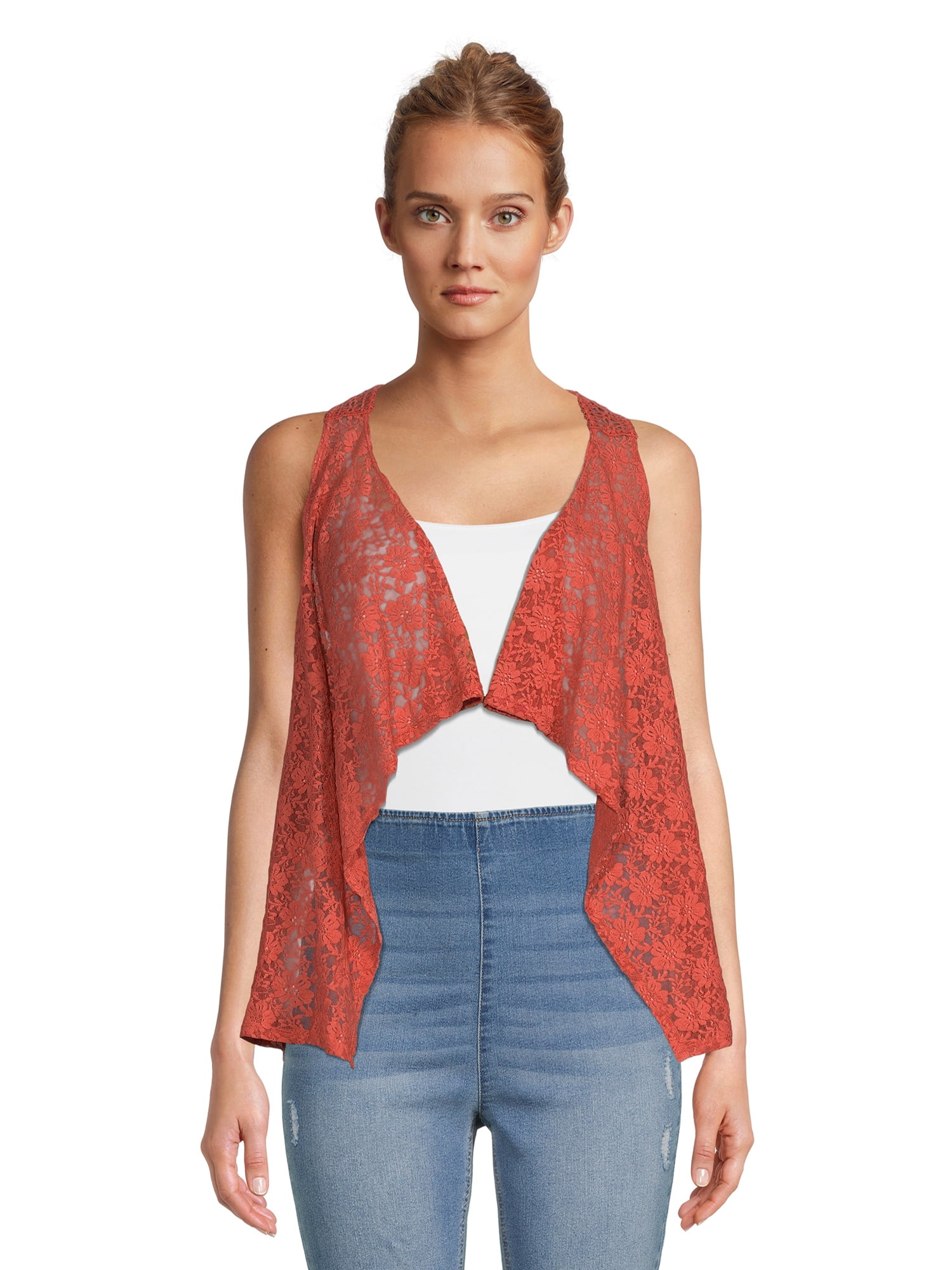 No Boundaries Juniors Lace Vest - Lace, Sleeveless - Walmart.com