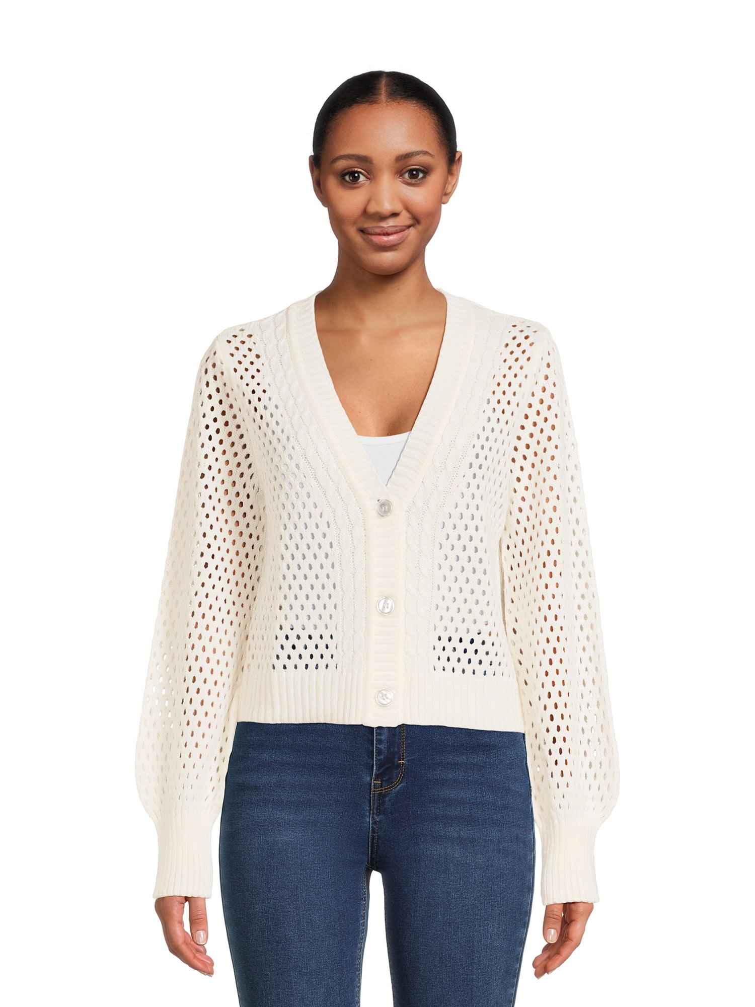 No Boundaries Juniors Sweater Cardigan - Cable Knit Cardigan - Walmart.com