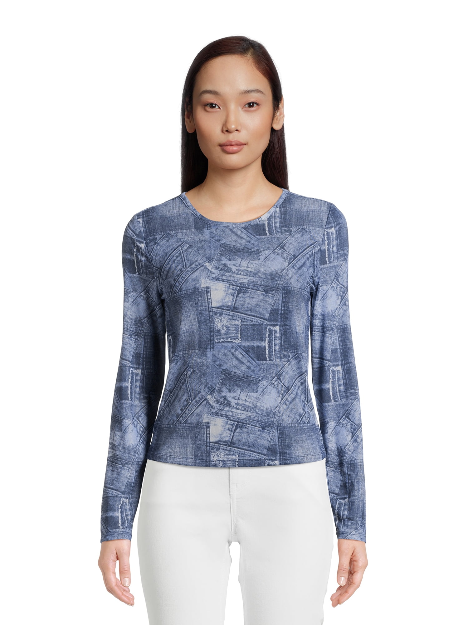 No Boundaries Juniors Mesh Top with Long Sleeves, Sizes XS-3XL ...