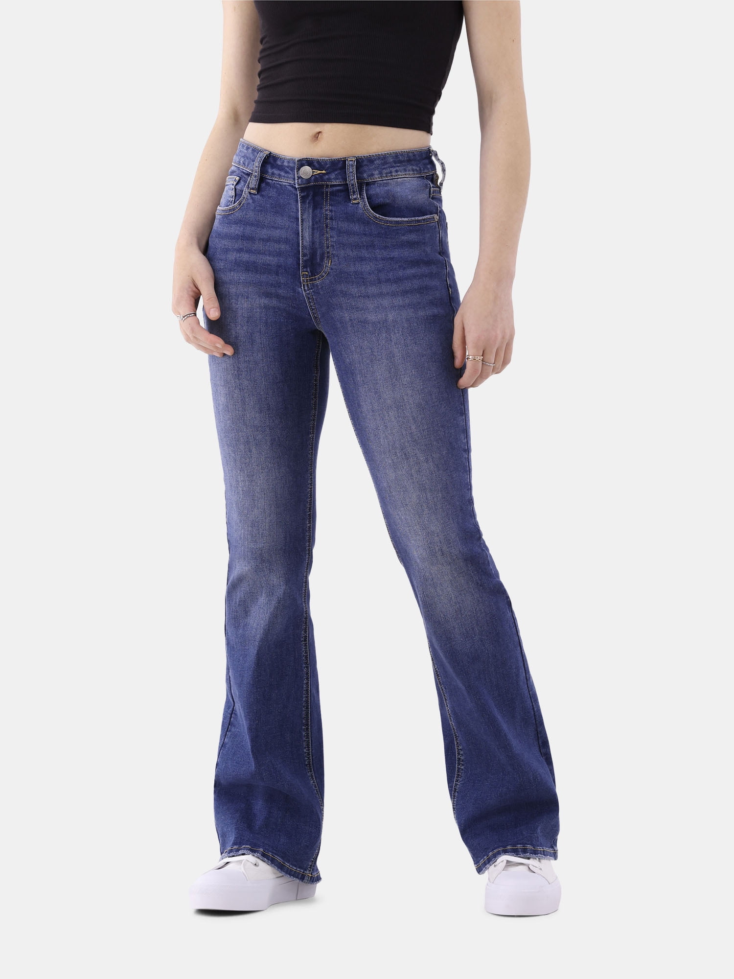 No Boundaries Mid Rise Flare Jeans, 32” Inseam, Women’s - Walmart.com