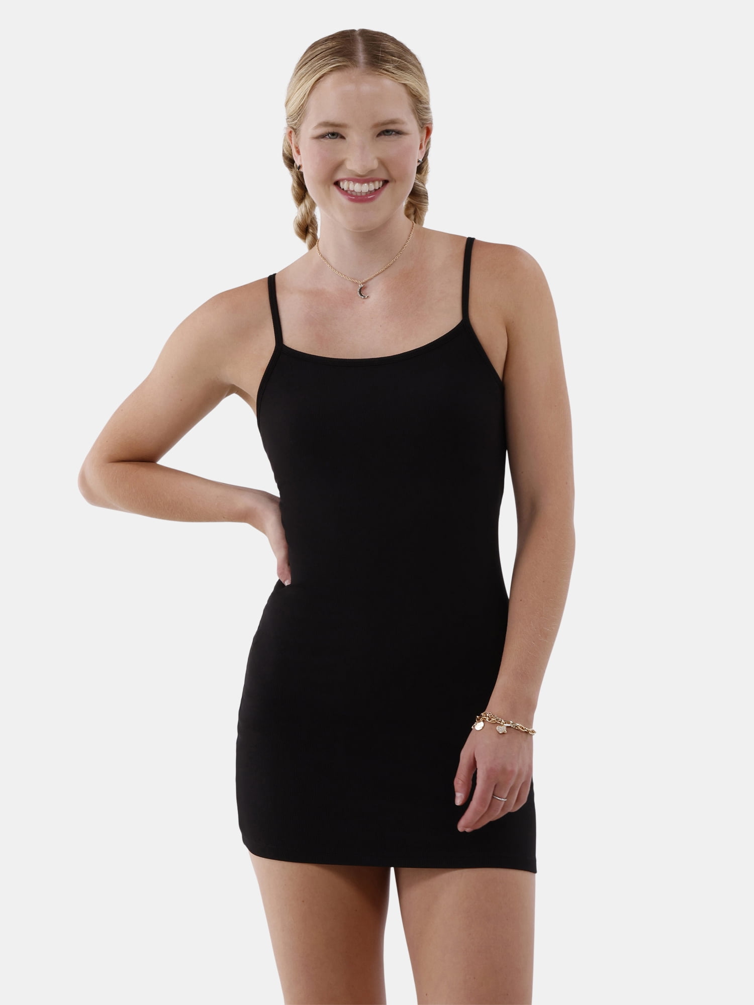 No Boundaries Ribbed Cami Mini Dress, Women’s - Walmart.com