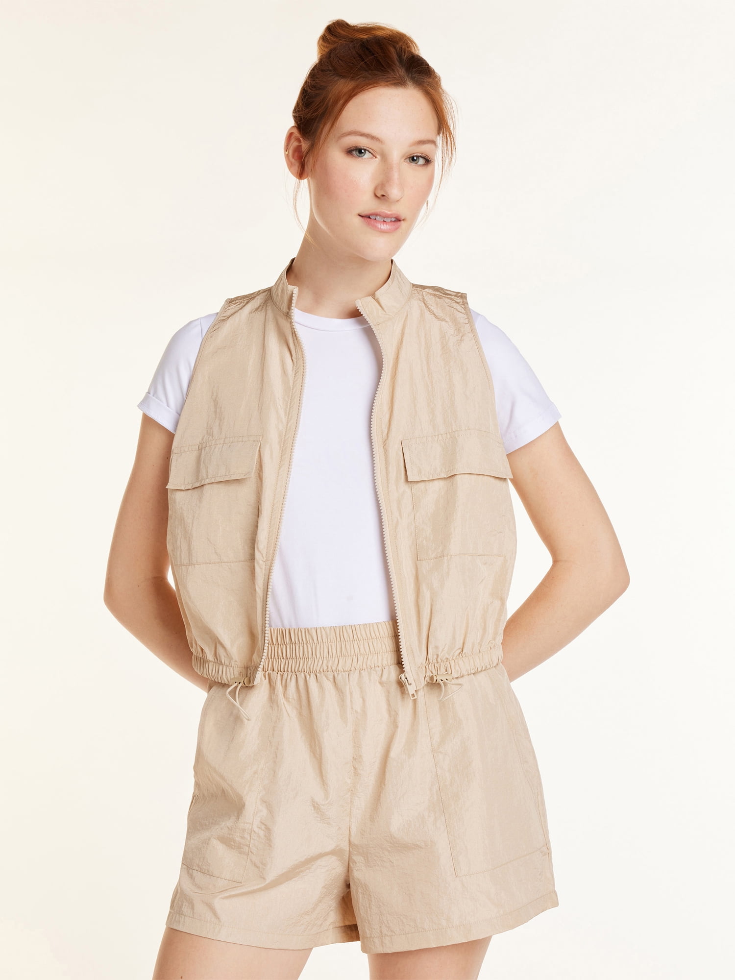 No Boundaries Mock Neck Parachute Top and Shorts Set, 2-Piece, Women's ...