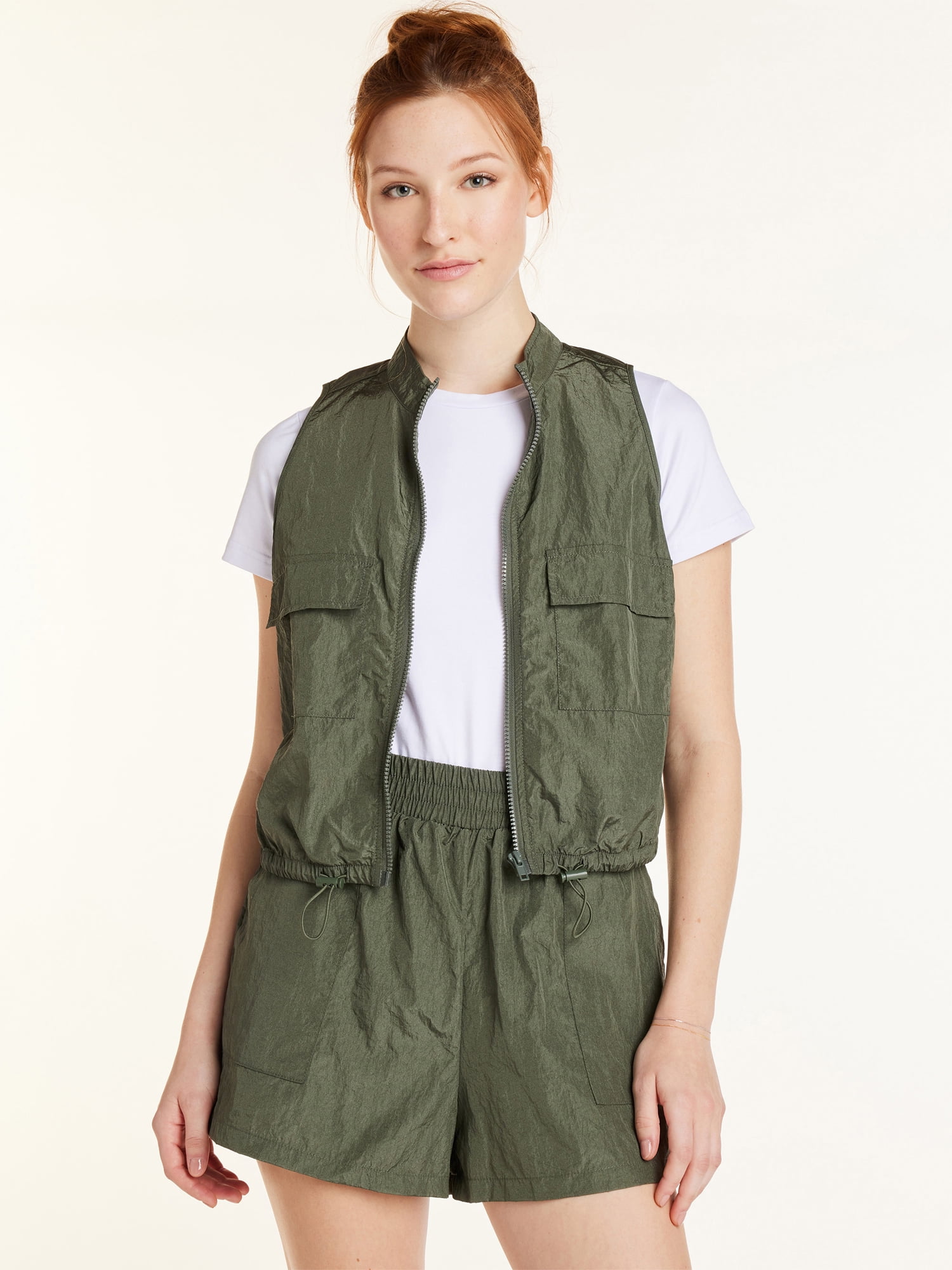 No Boundaries Mock Neck Parachute Top and Shorts Set, 2-Piece, Women's ...